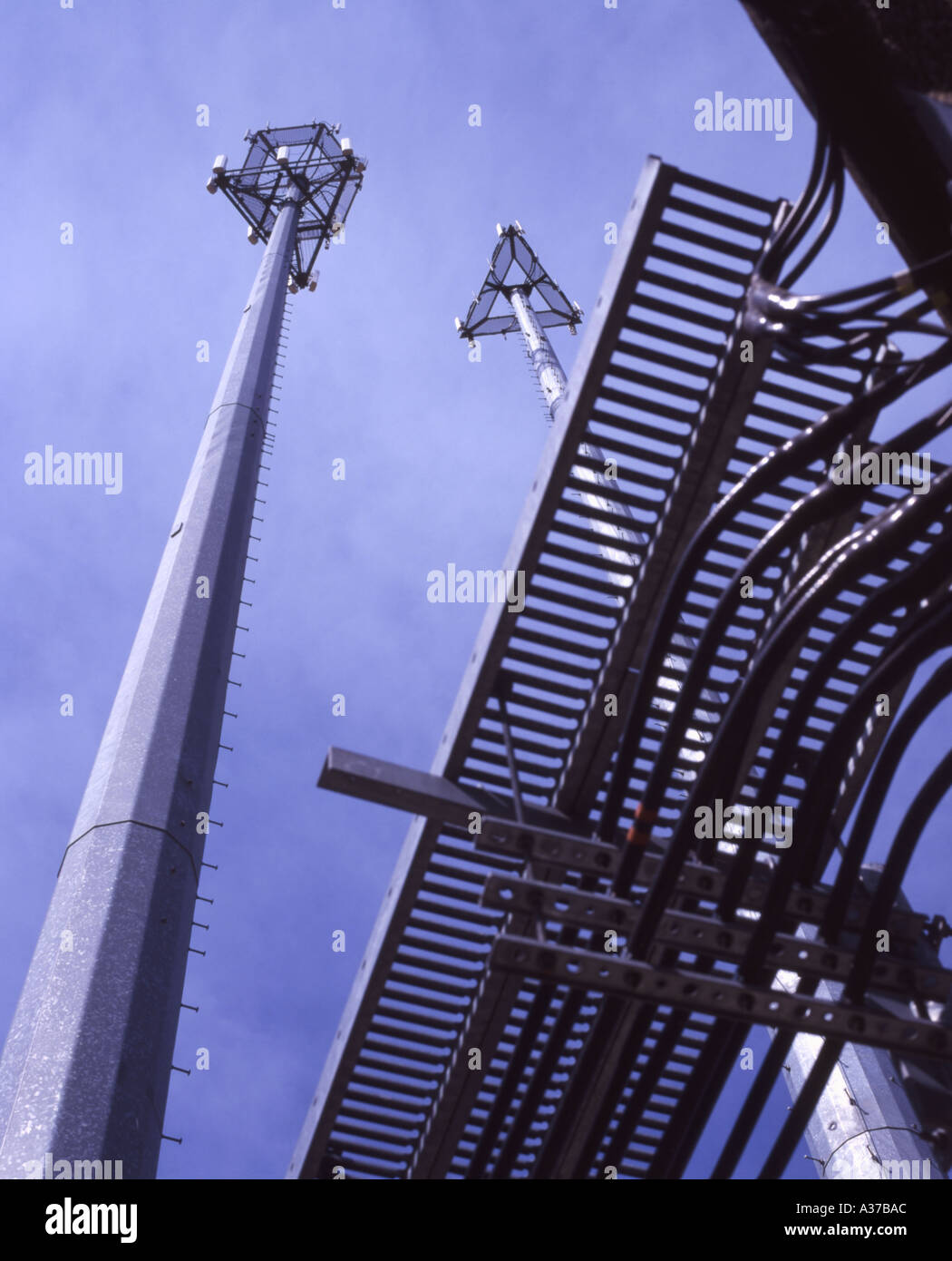 Twin Communication Towers and Ice Bridge Stock Photo - Alamy