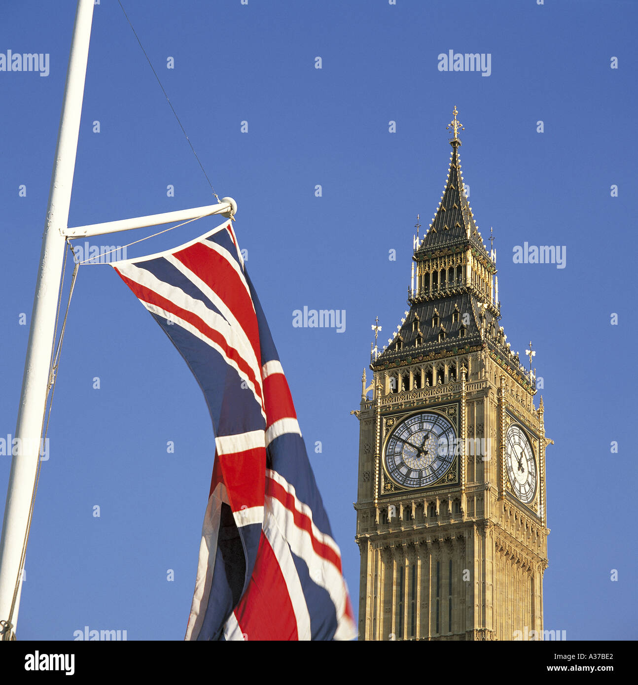 Big Ben and Union Jack Stock Photo - Alamy