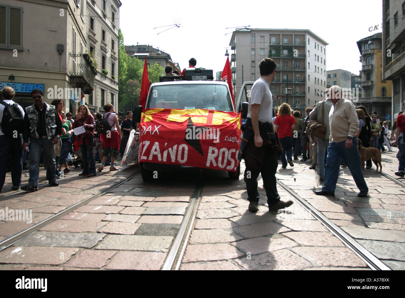 March at the May Day parade in Milan, May 1, 2006 Stock Photo - Alamy