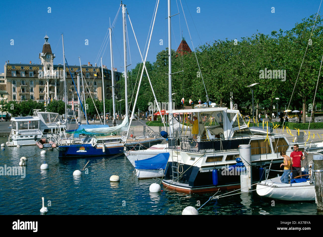 Harbour Lausanne Lake Geneva Switzerland Stock Photo - Alamy