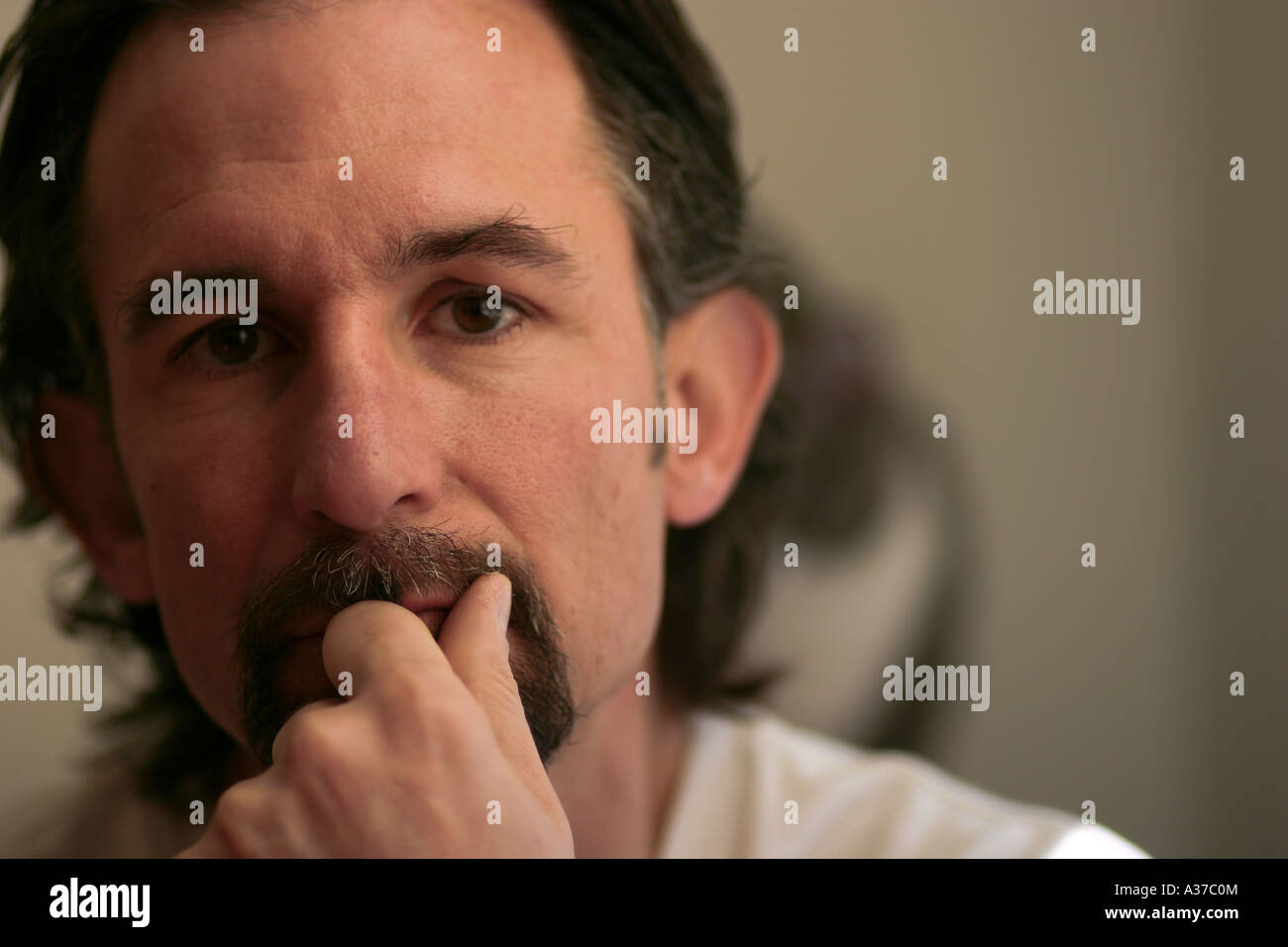 Portrait of a man looking directly into camera Stock Photo - Alamy