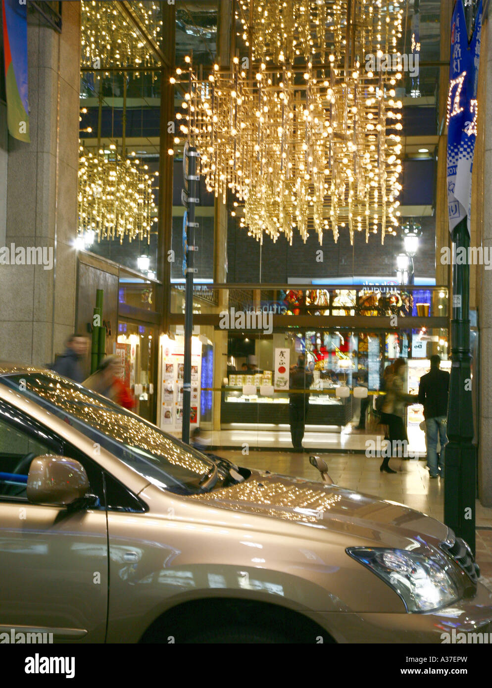 Plenty of lights reflecting on a car in Tokyo Japan Asia Stock Photo ...