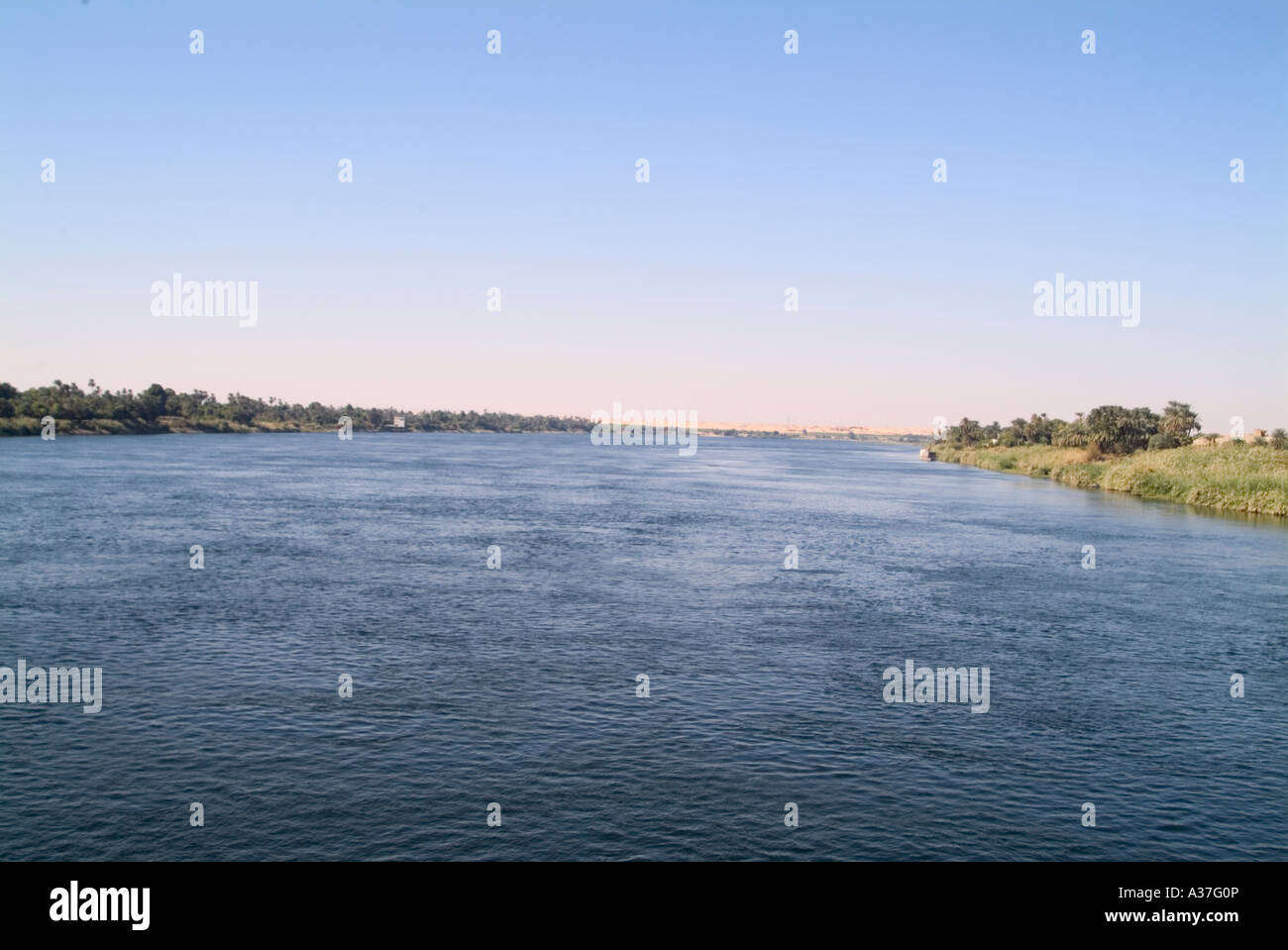Sailing to Edfu from Kom Ombo Nile River coastline boat view Egypt ...