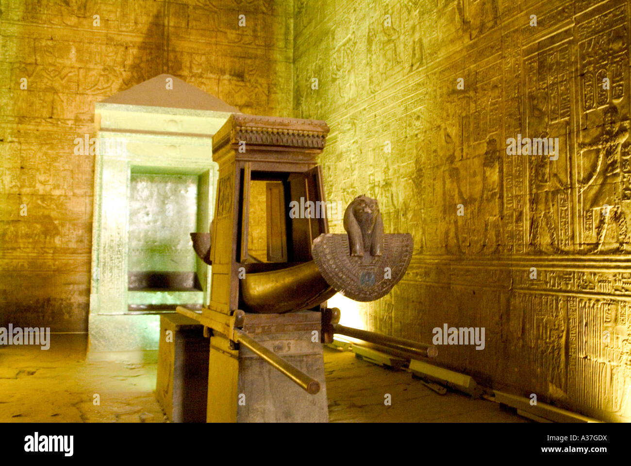 Temple of Edfu interior Solar Barque once contained a golden statue of ...