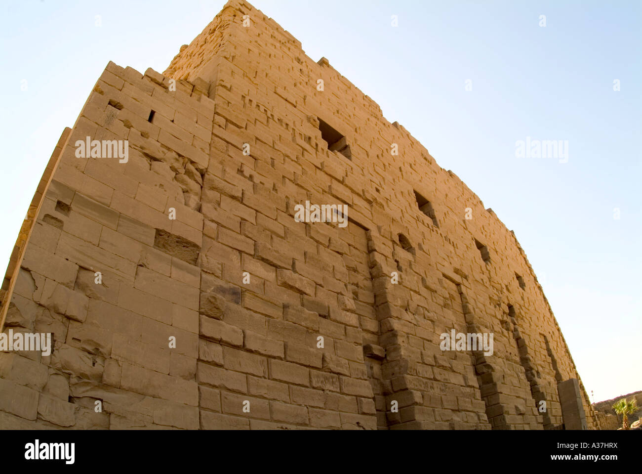 Karnak Temple upward view of first pylon Sanctuary of Amon Karnak Egypt ...