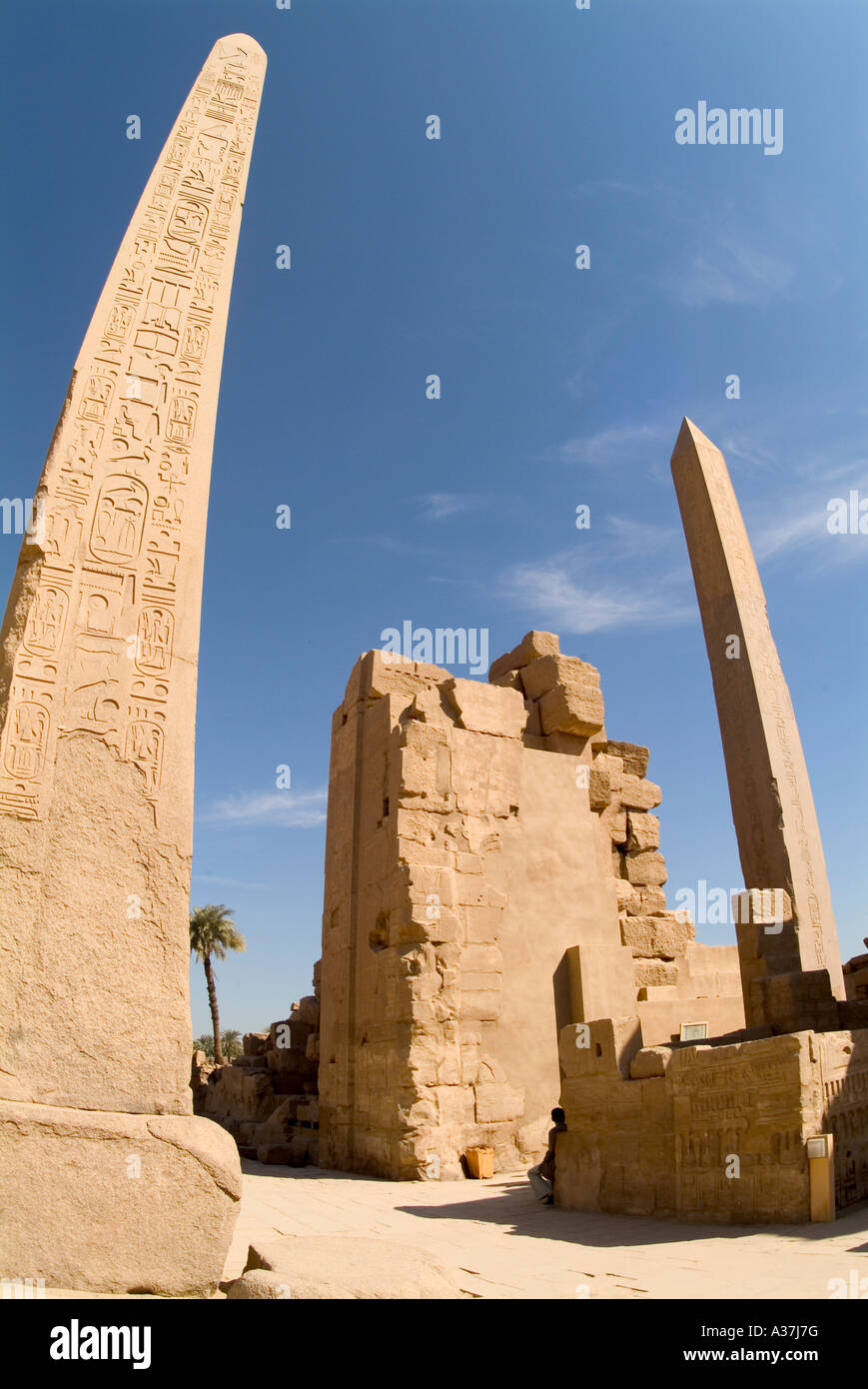 Karnak Temple two obelisks inside fourth pylon symbols hieroglyphics ...
