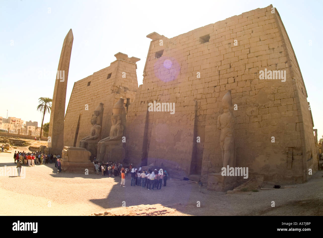 Luxor Temple Thebes side view facing entrance pylon Ramses II two ...