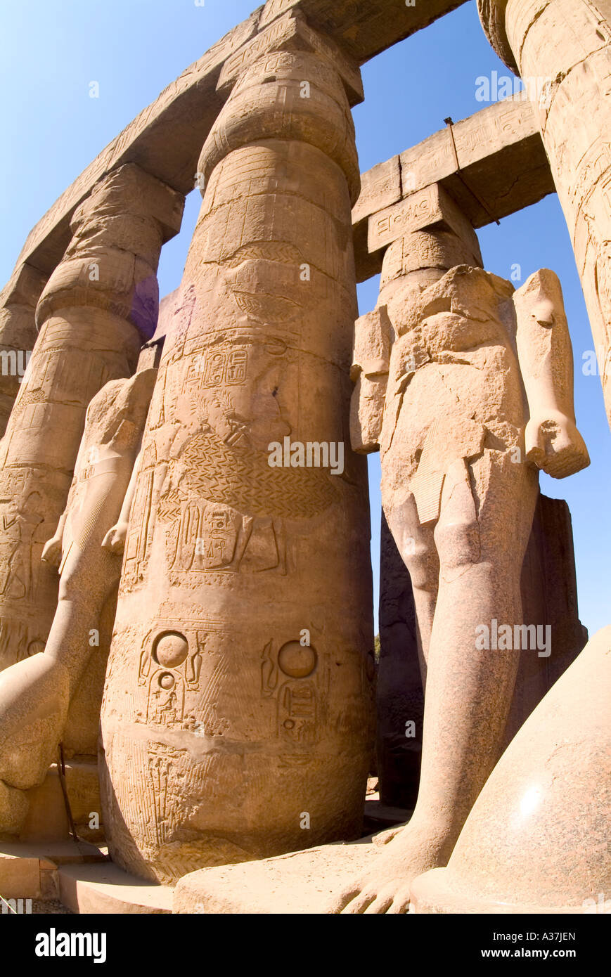 Luxor Temple columns statues figures symbols hieroglyphics decorations ...