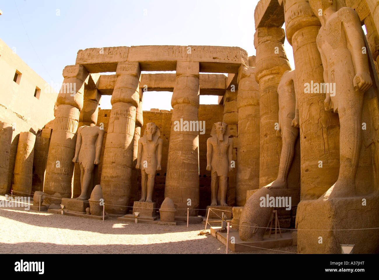Luxor Temple row columns hieroglyphics Osiride statues Ramses II ...