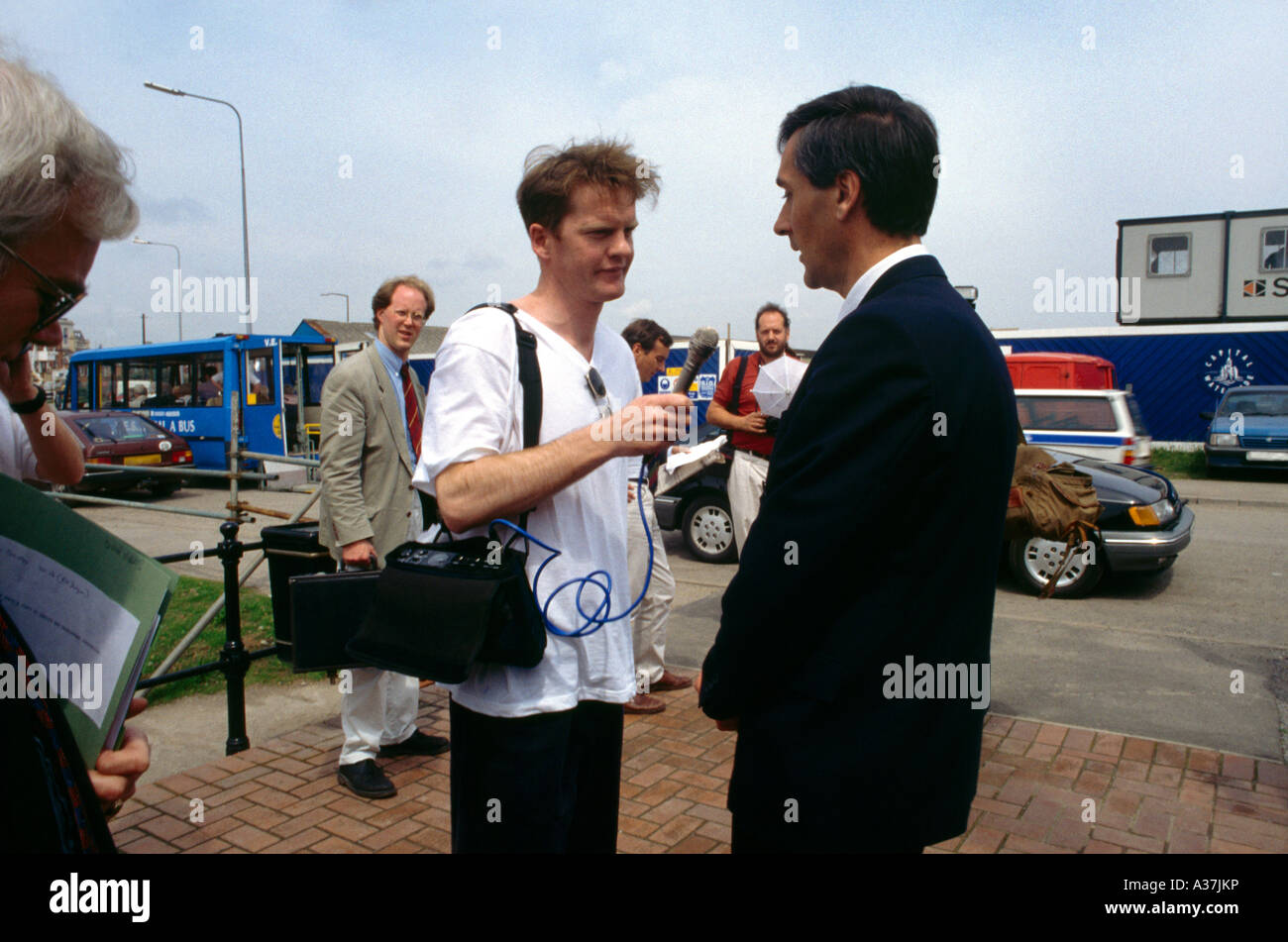 Cardiff Wales John Redwood MP Being Interviewed By Journalist Stock ...