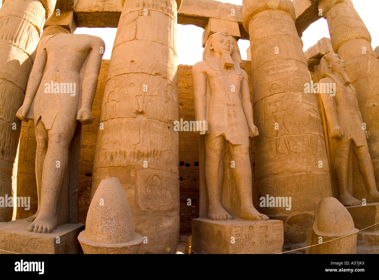 Luxor Temple row columns hieroglyphics Osiride statues Ramses II ...