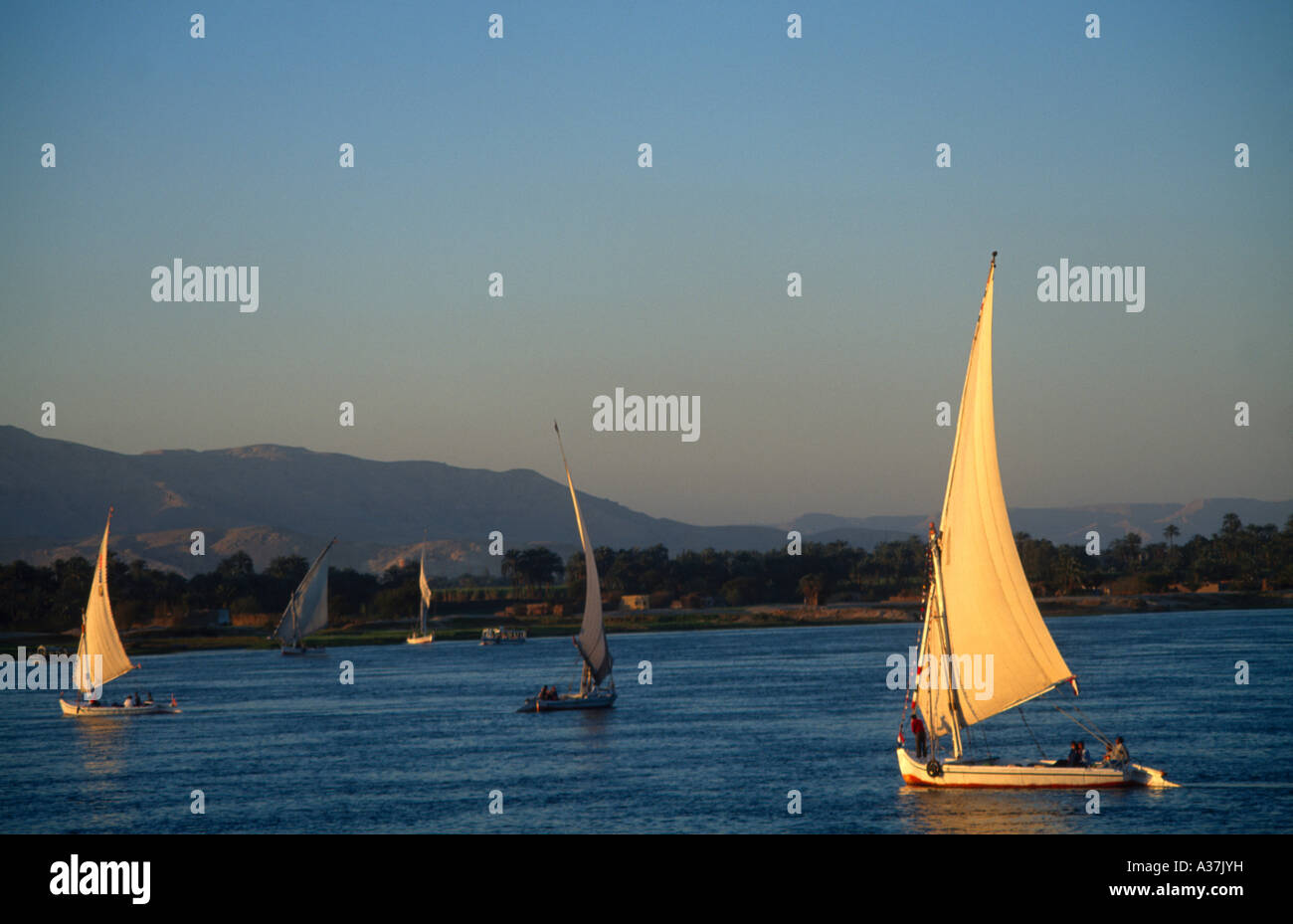 Luxor Egypt Feluccas On Nile Stock Photo - Alamy