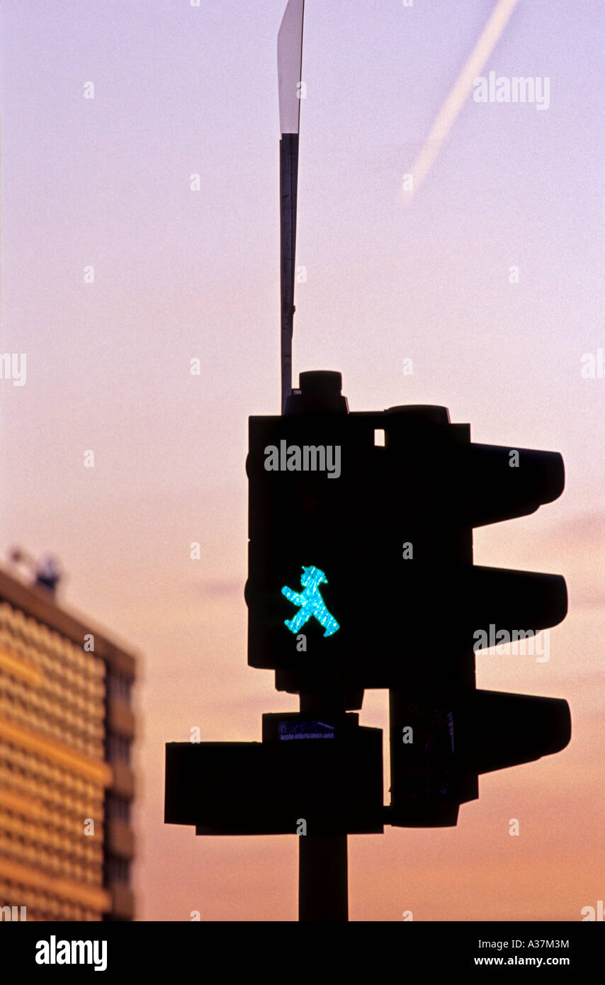 Pedestrian walk sign at intersection of Potsdamer Platz Berlin Germany ...