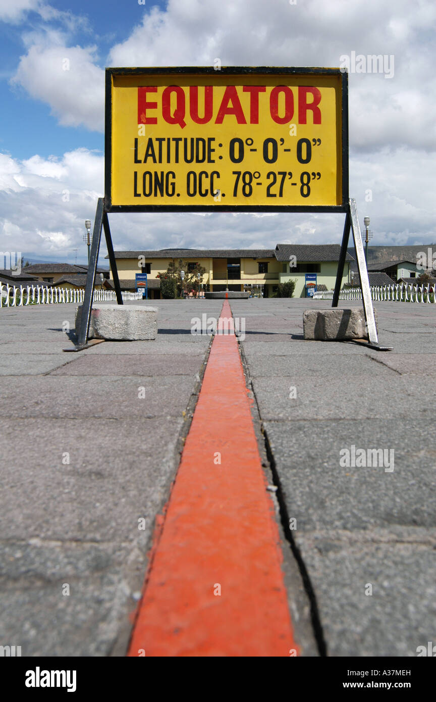 Symbolic Equator line on the foot of the Monument Mitad del Mundo (the ...