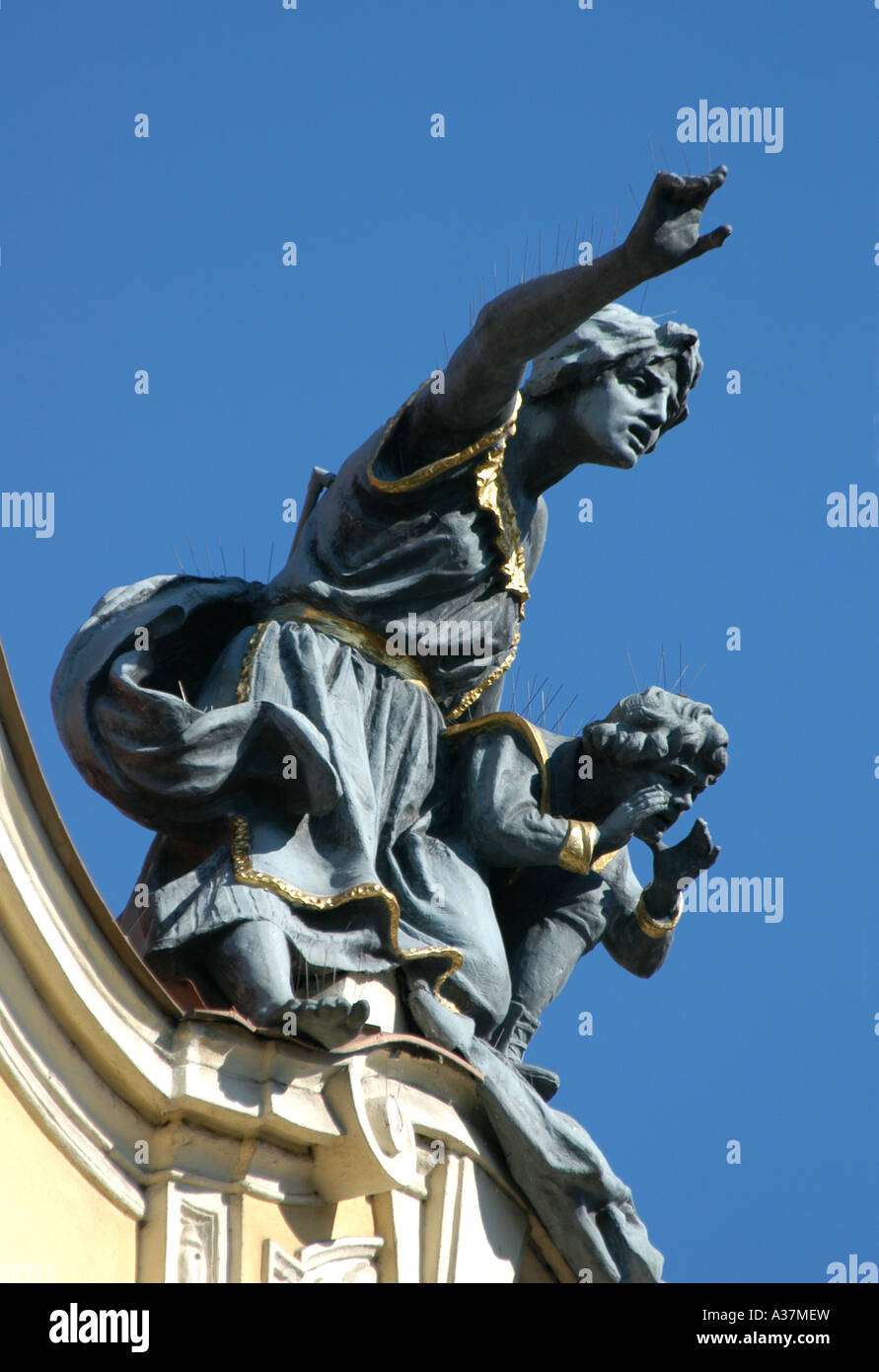 Two victims of fire crying for help. Statue by Bohuslav Schnirch on the ...