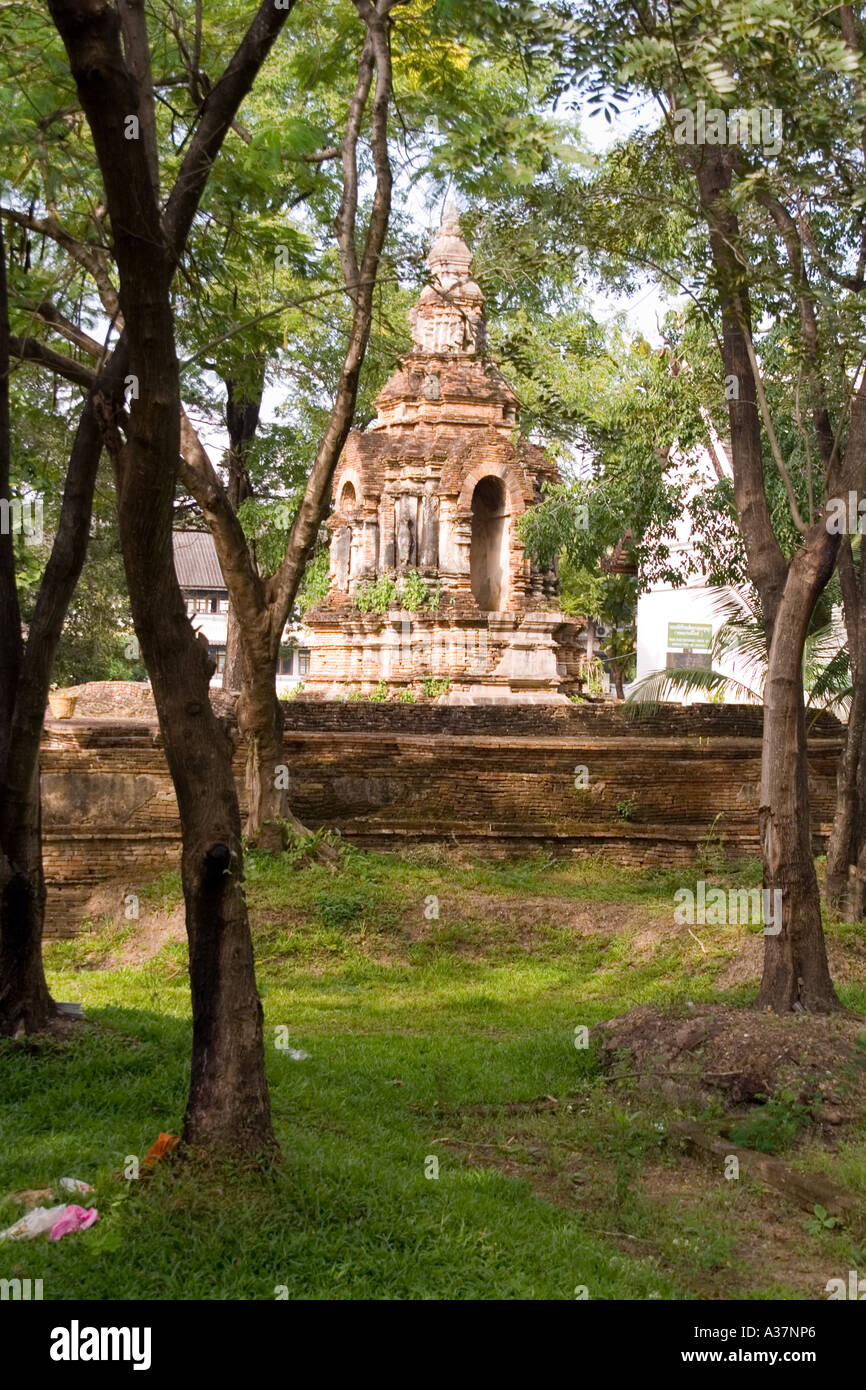 Thailand white ancient old temple building forest tree green Stock ...