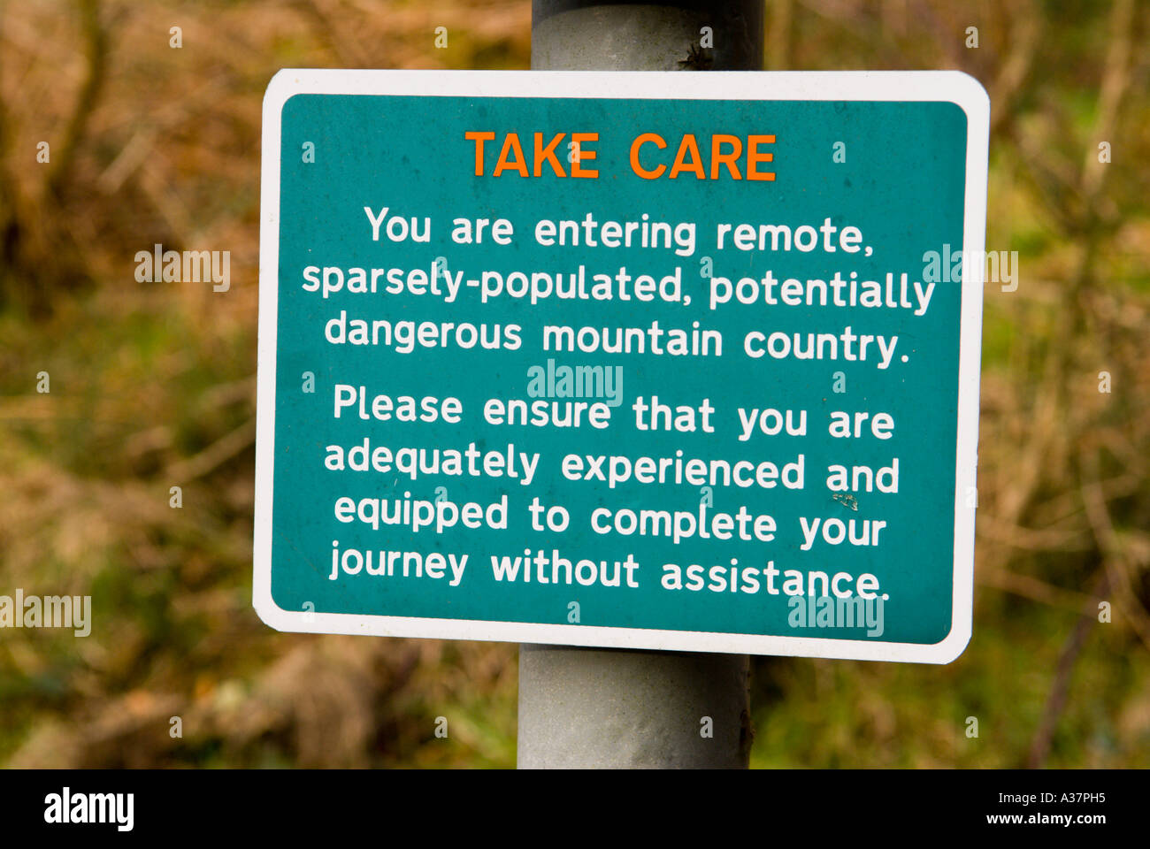 Warning sign in Glen Albyn Scotland Stock Photo - Alamy