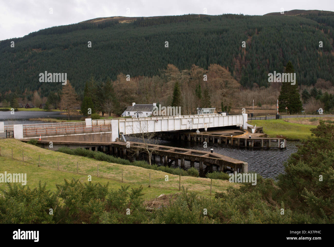 South Laggan Swing Bridge on the Caledonian Canal Scotland Stock Photo ...