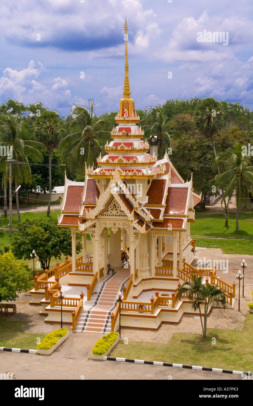 Thailand religious religion old sky temple tree ancient far cloud clear ...