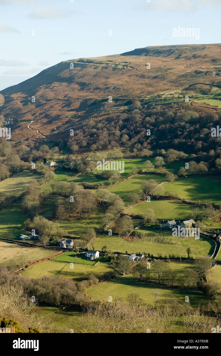 Farmhouses below Pwll Du and the Blorenge mountain Wales UK Stock Photo ...