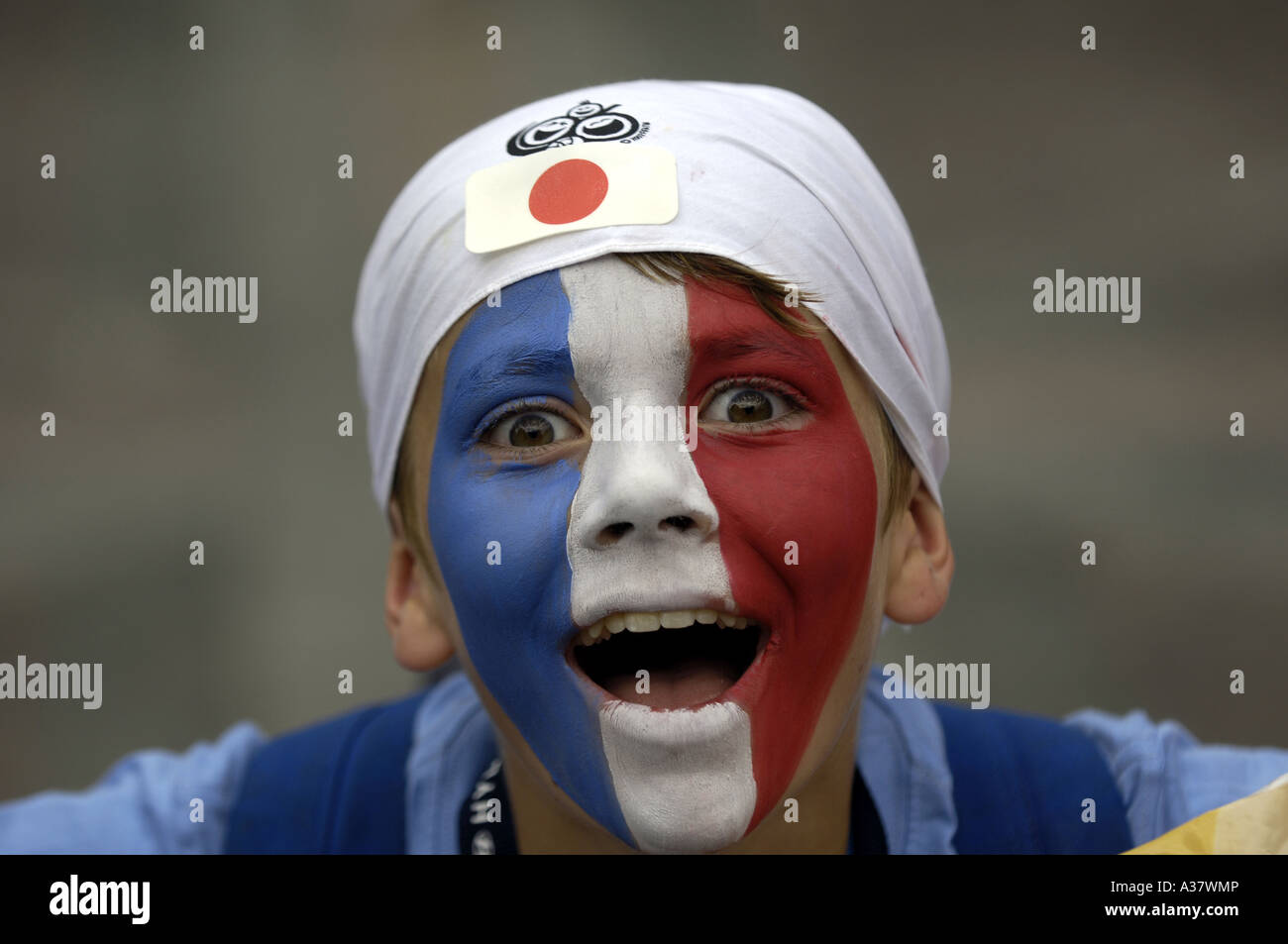 portrait face head facepaint france french flag colour color blue white ...