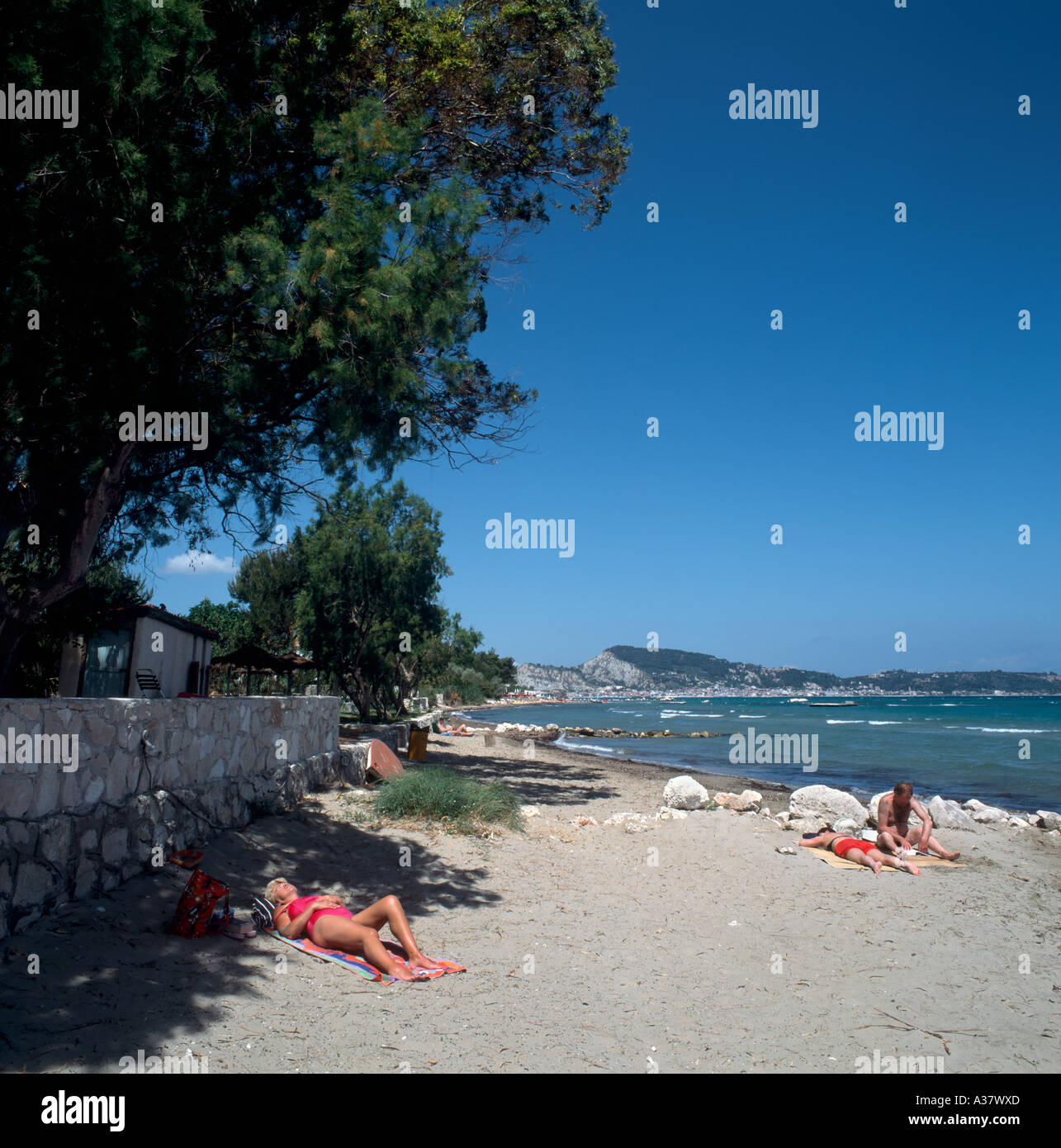 Quiet beach in Argassi, Zakynthos (Zante), Ionian Islands, Greece Stock ...