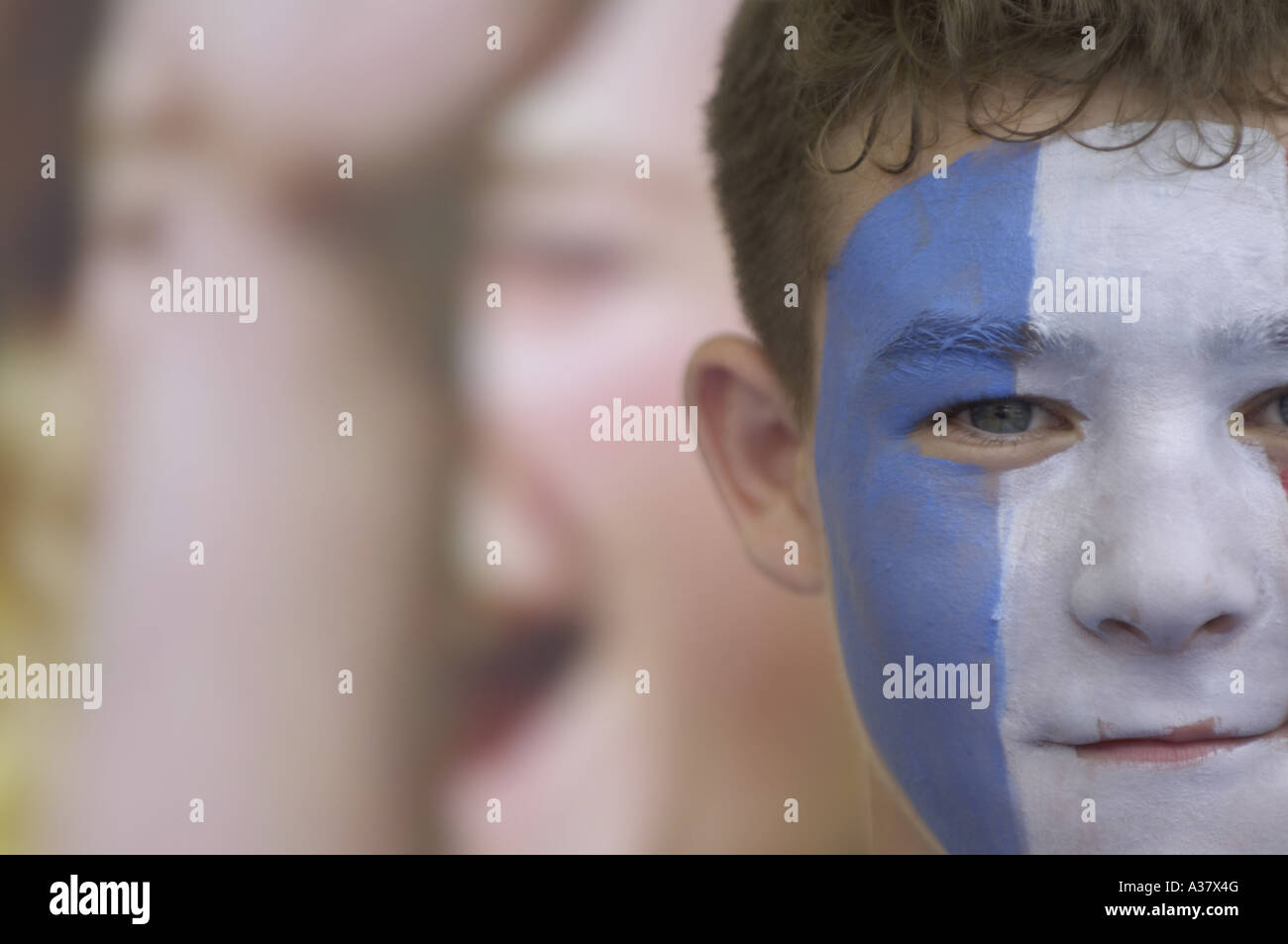 portrait face head facepaint france french flag colour color blue white ...