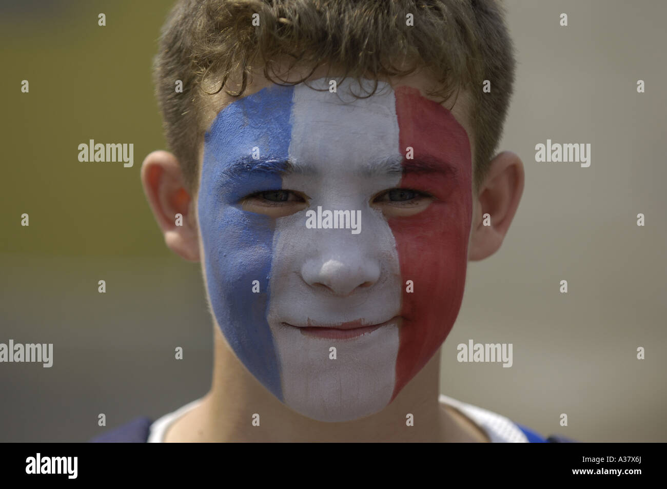 portrait face head facepaint france french flag colour color blue white ...