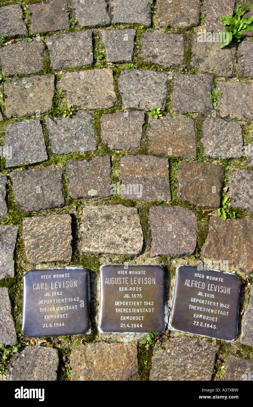 stumbling stones art artist Gunter Demnig four inches square embedded ...