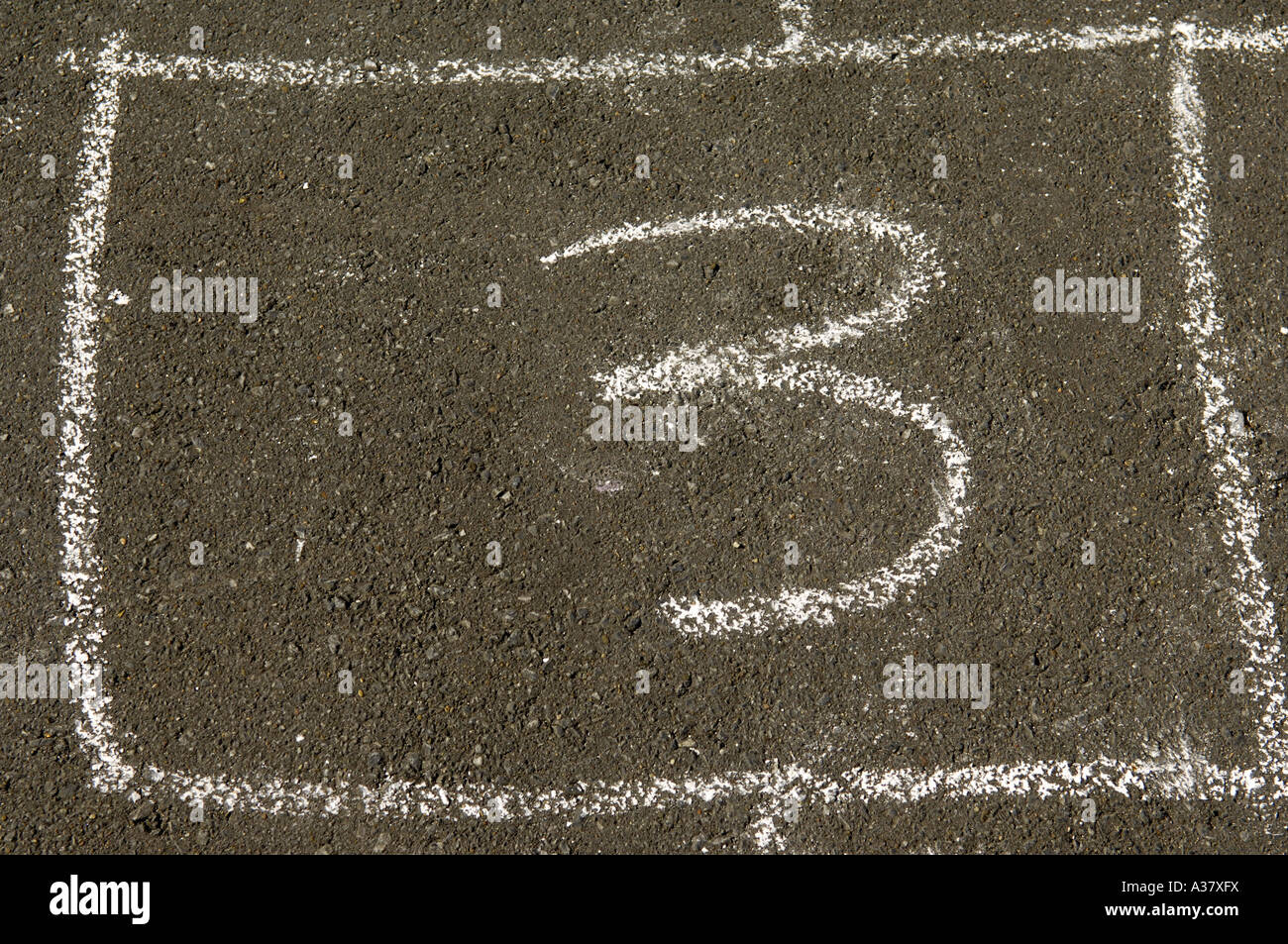 three 3 hopscotch hop skip and jump numbers chalk pavement colour color ...