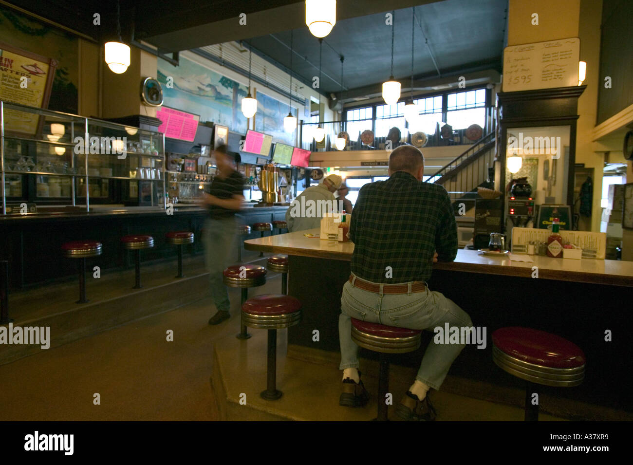 Cafe, breakfast bar at Pike Place Market, Seattle, Washington State ...
