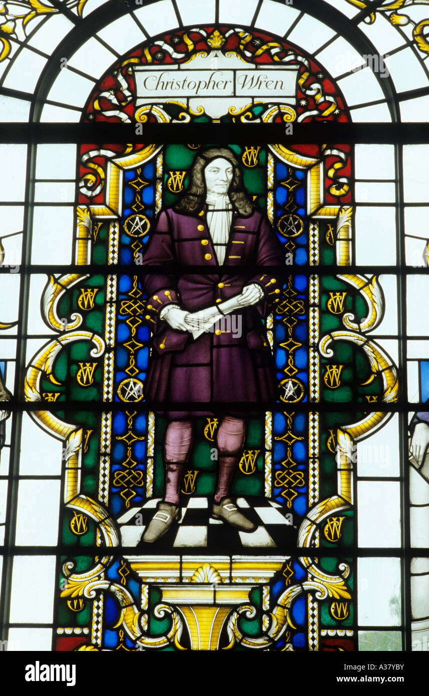 Sir Christopher Wren, stained glass, St. Lawrence Jewry church Stock ...