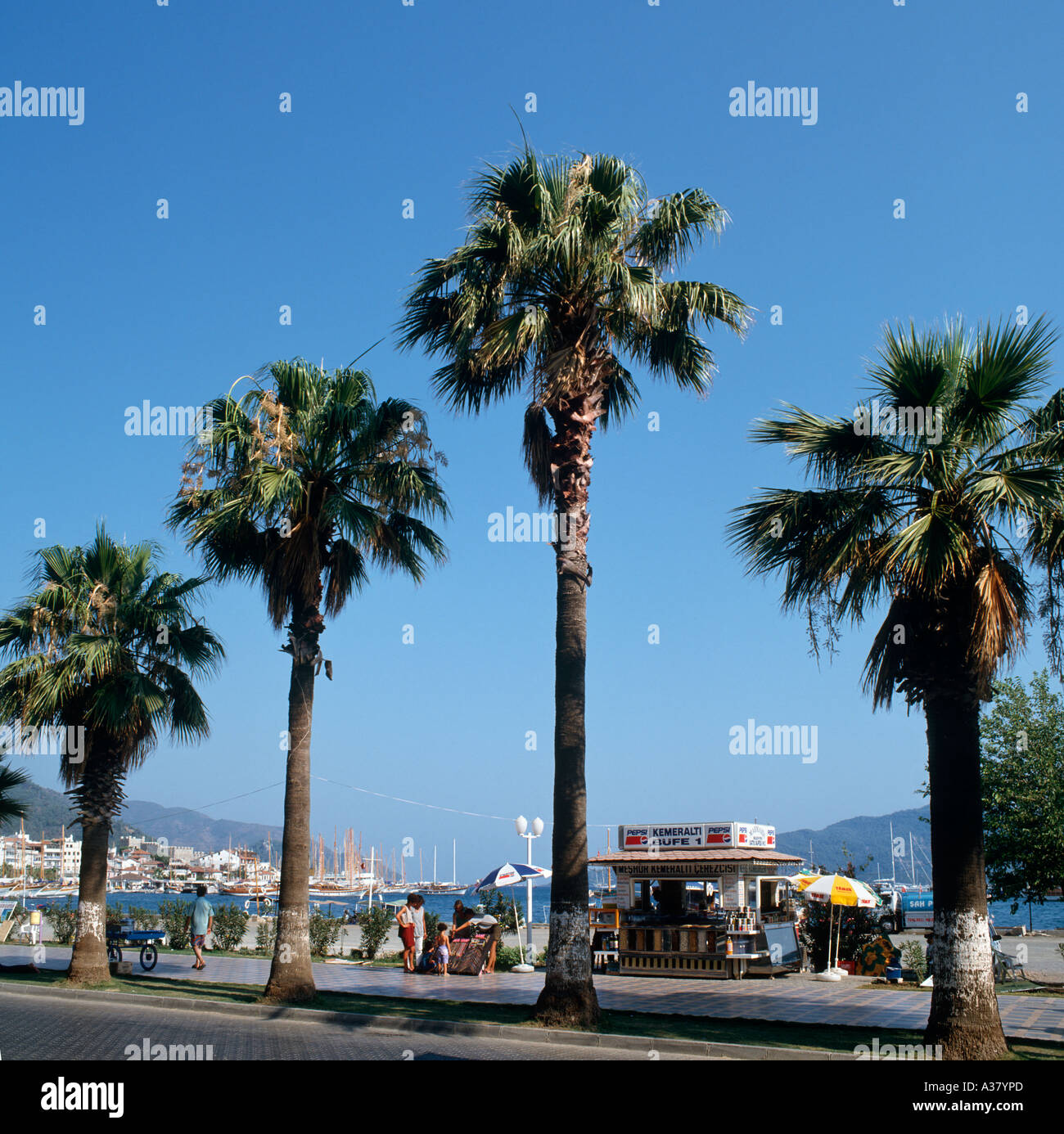 Seafront cafe on the promenade, Marmaris, Turkey Stock Photo - Alamy