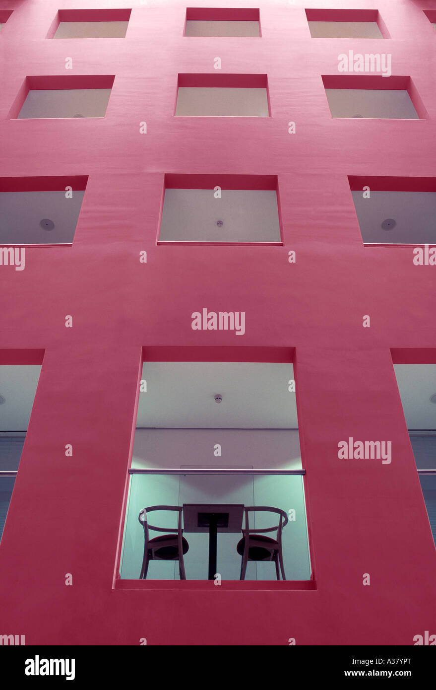 Architectural Detail, Apertures in the pink atrium wall at The Royal ...