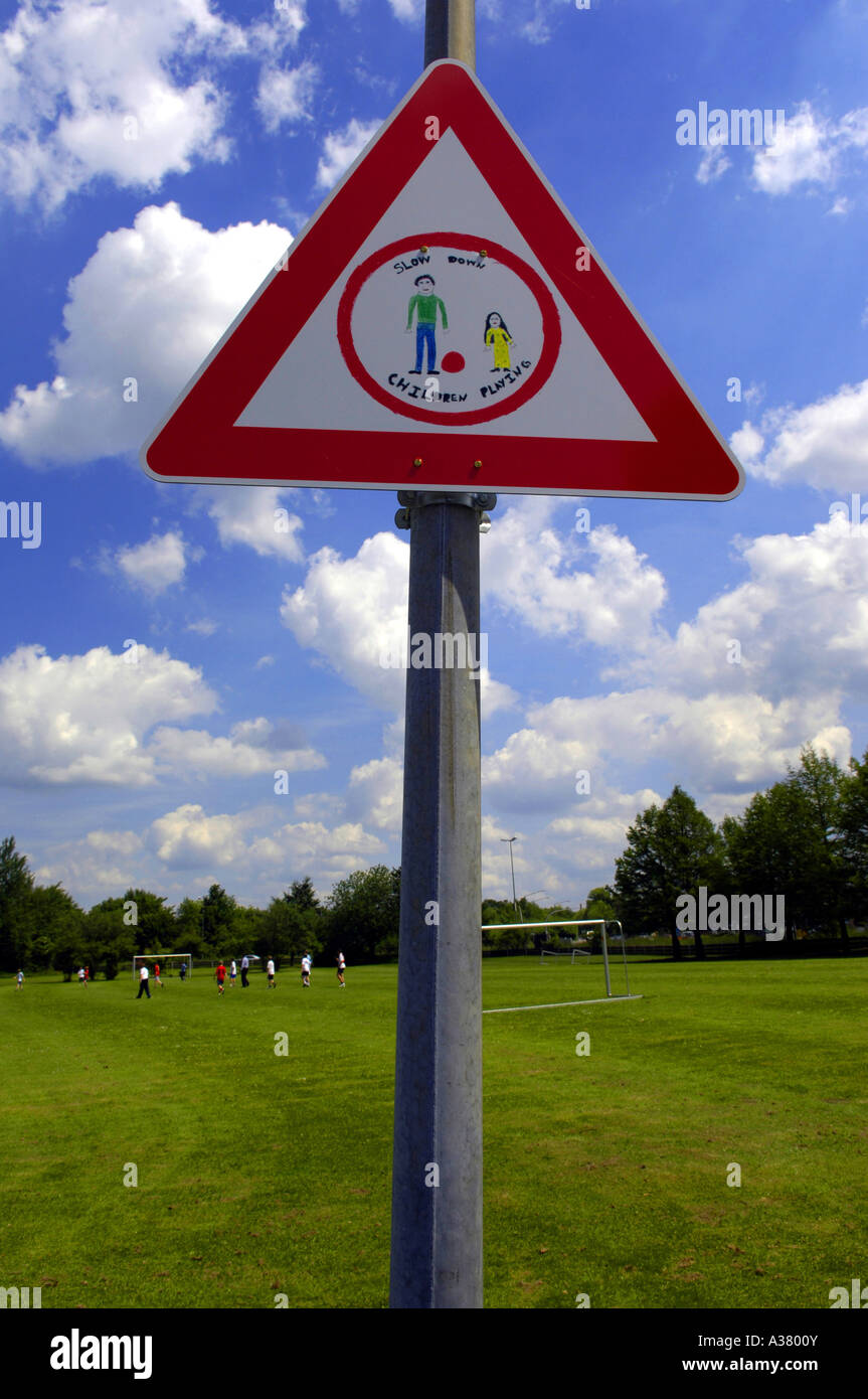 children playing road signs warning triangles designed by children kids ...