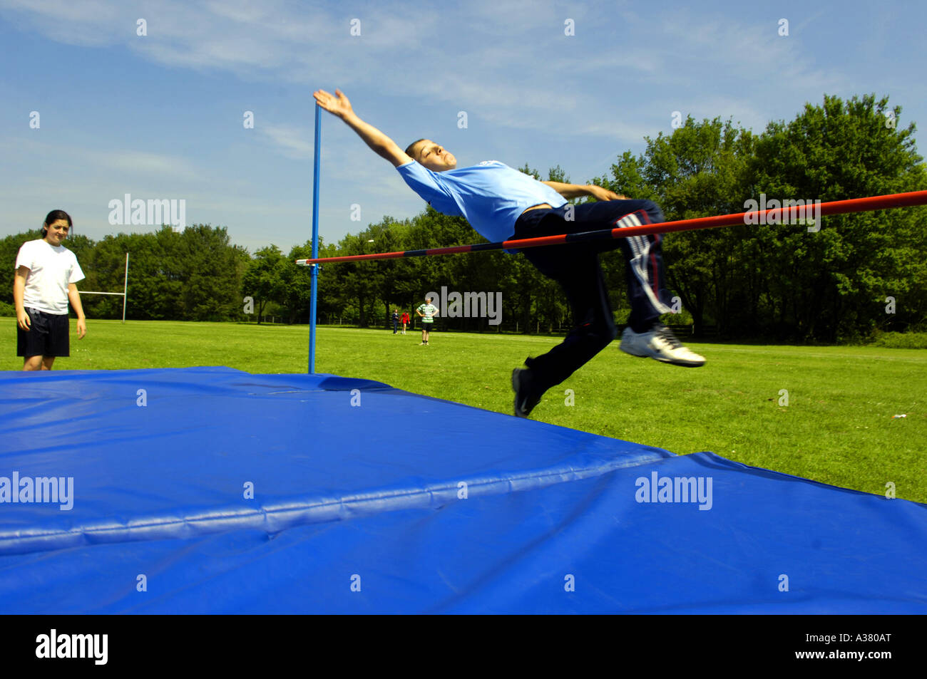 sports day male lad boy kid child high jump athletics pe physical ...