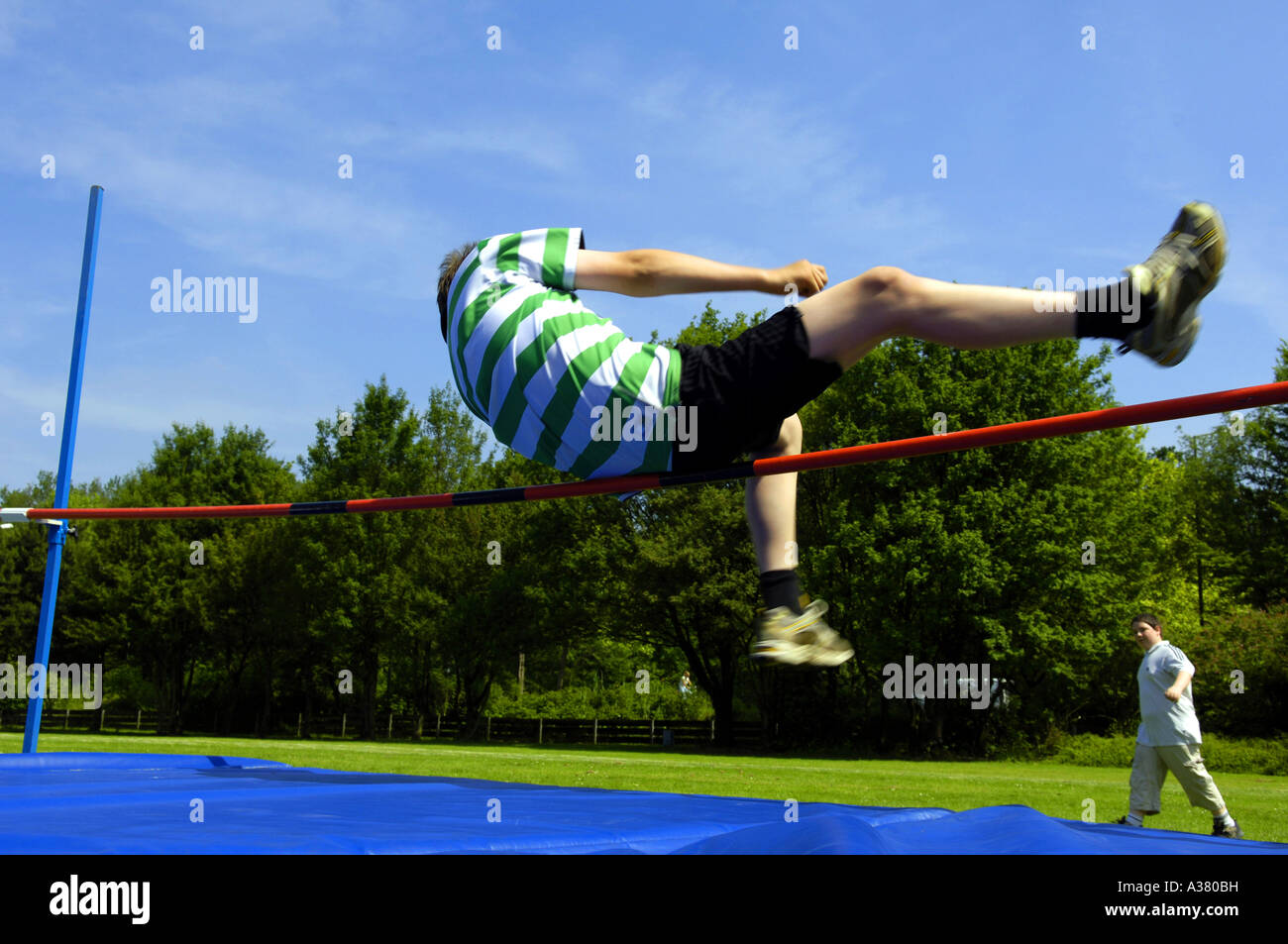 sports day male lad boy kid child high jump athletics pe physical ...