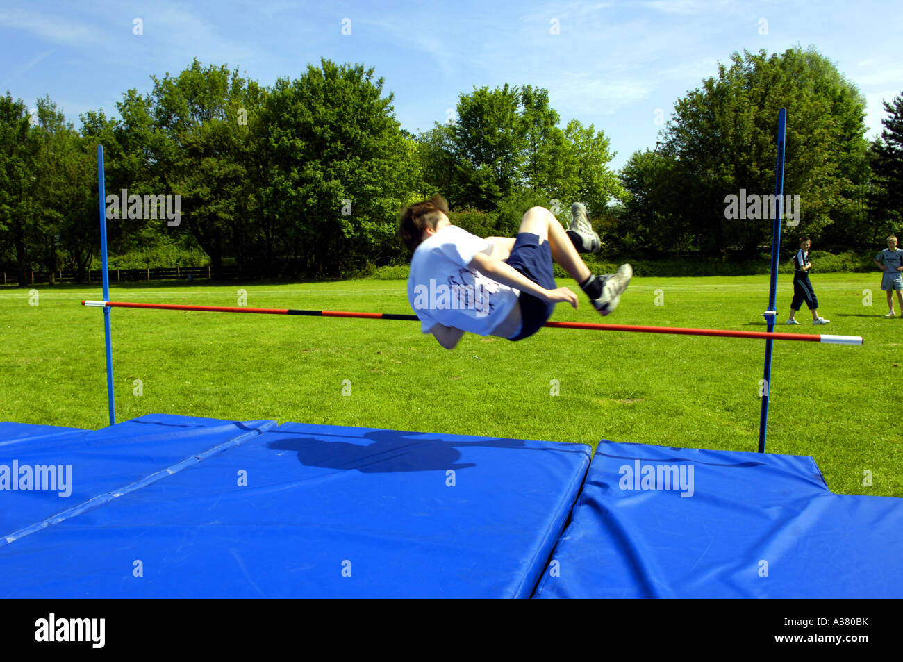 sports day male lad boy kid child high jump athletics pe physical ...