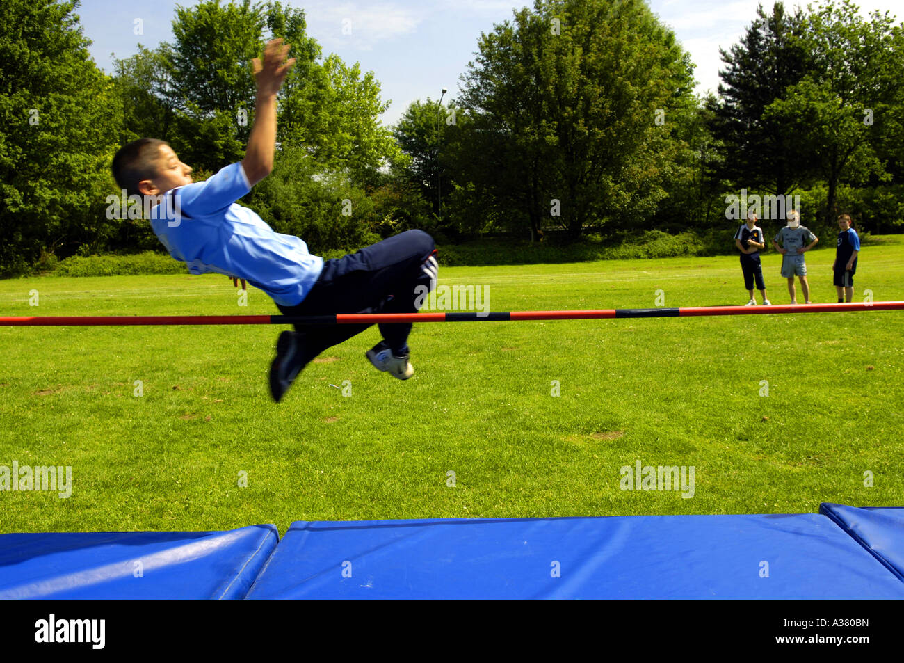 sports day male lad boy kid child high jump athletics pe physical ...