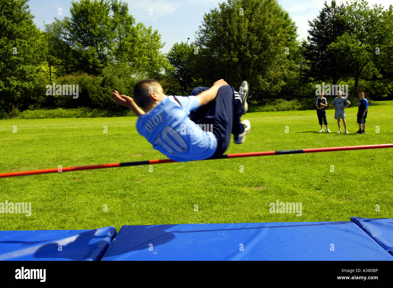 sports day male lad boy kid child high jump athletics pe physical ...