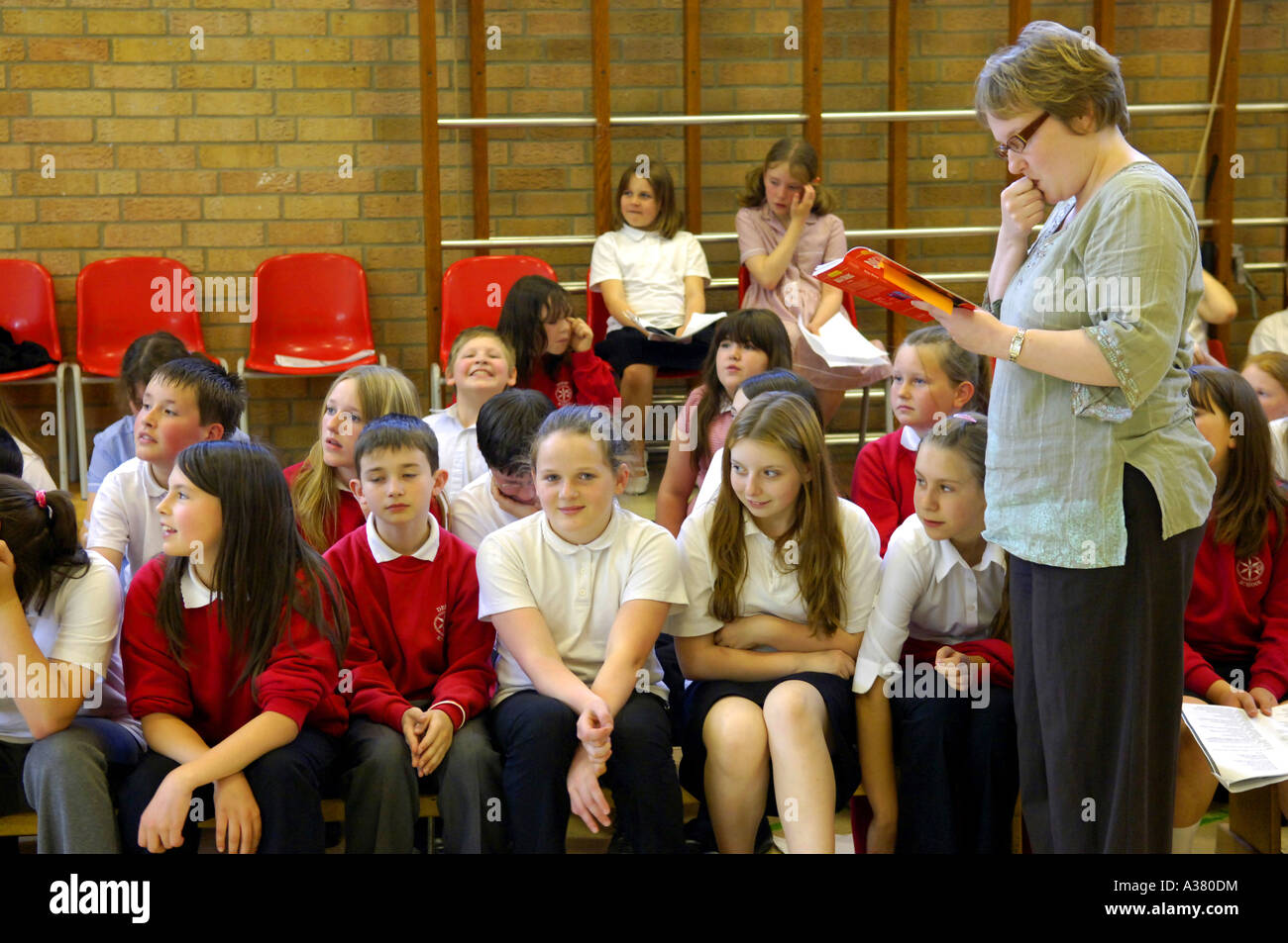 school assembly children pupils students pre teens primary british ...