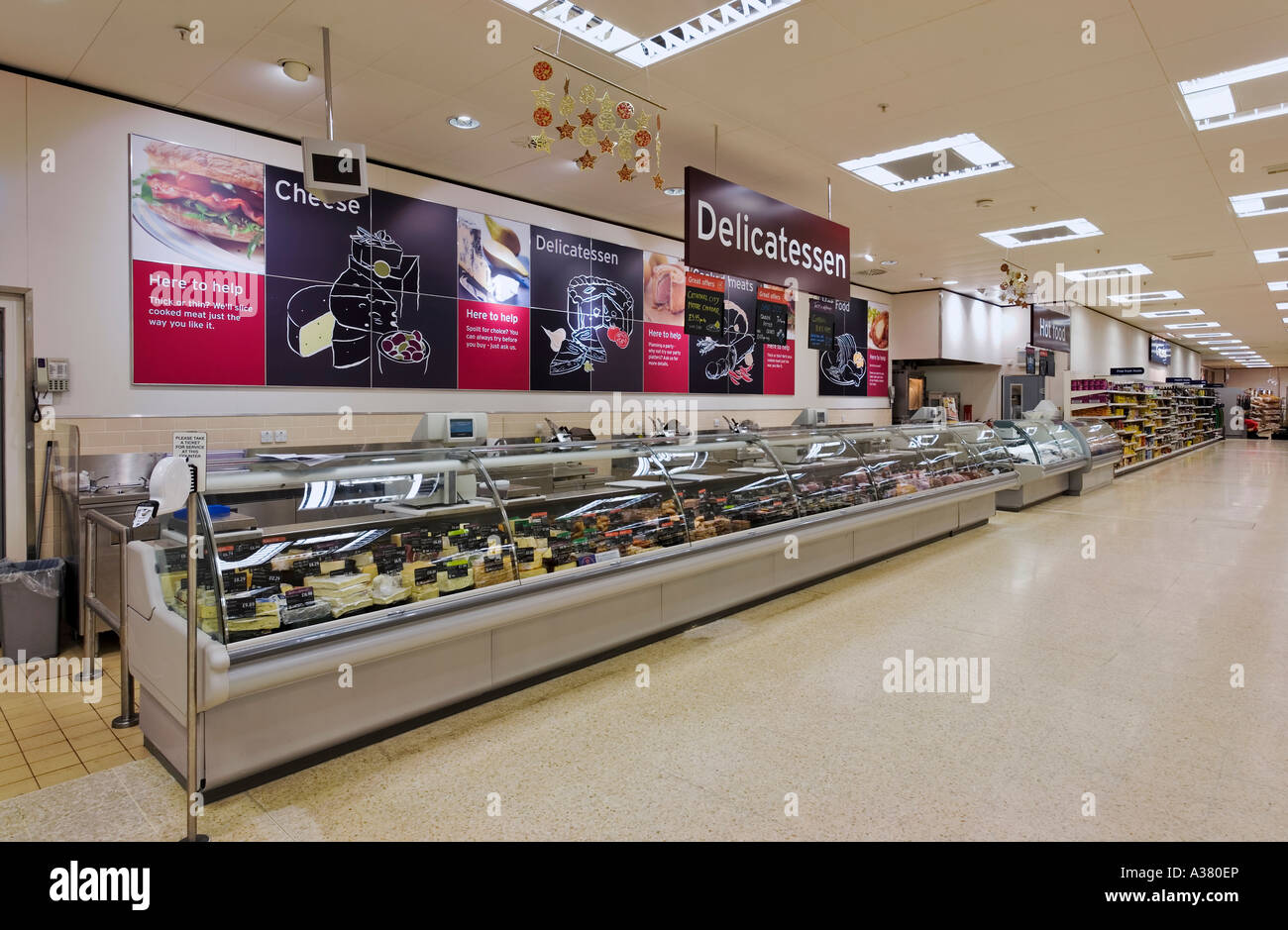 Supermarket delicatessen counter Stock Photo - Alamy