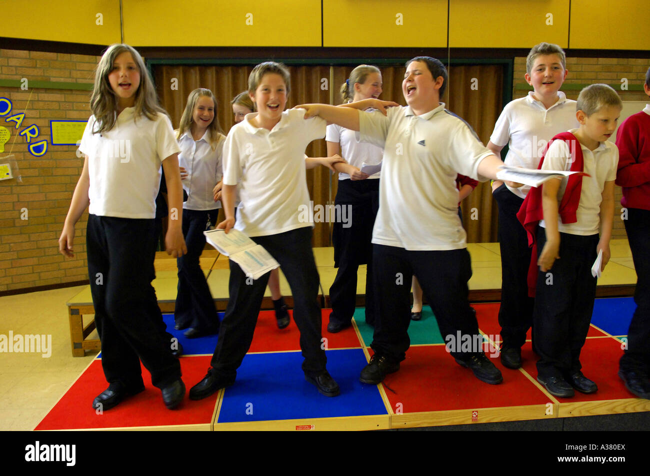 school assembly children pupils students pre teens primary british ...