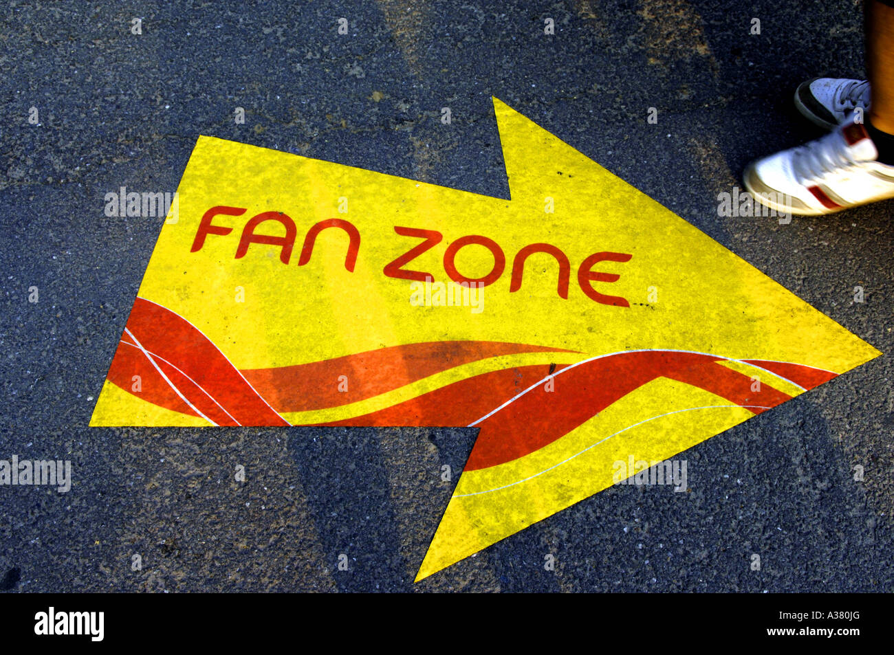 fanzone direction arrow yellow floor fans world cup 2006 busy german ...