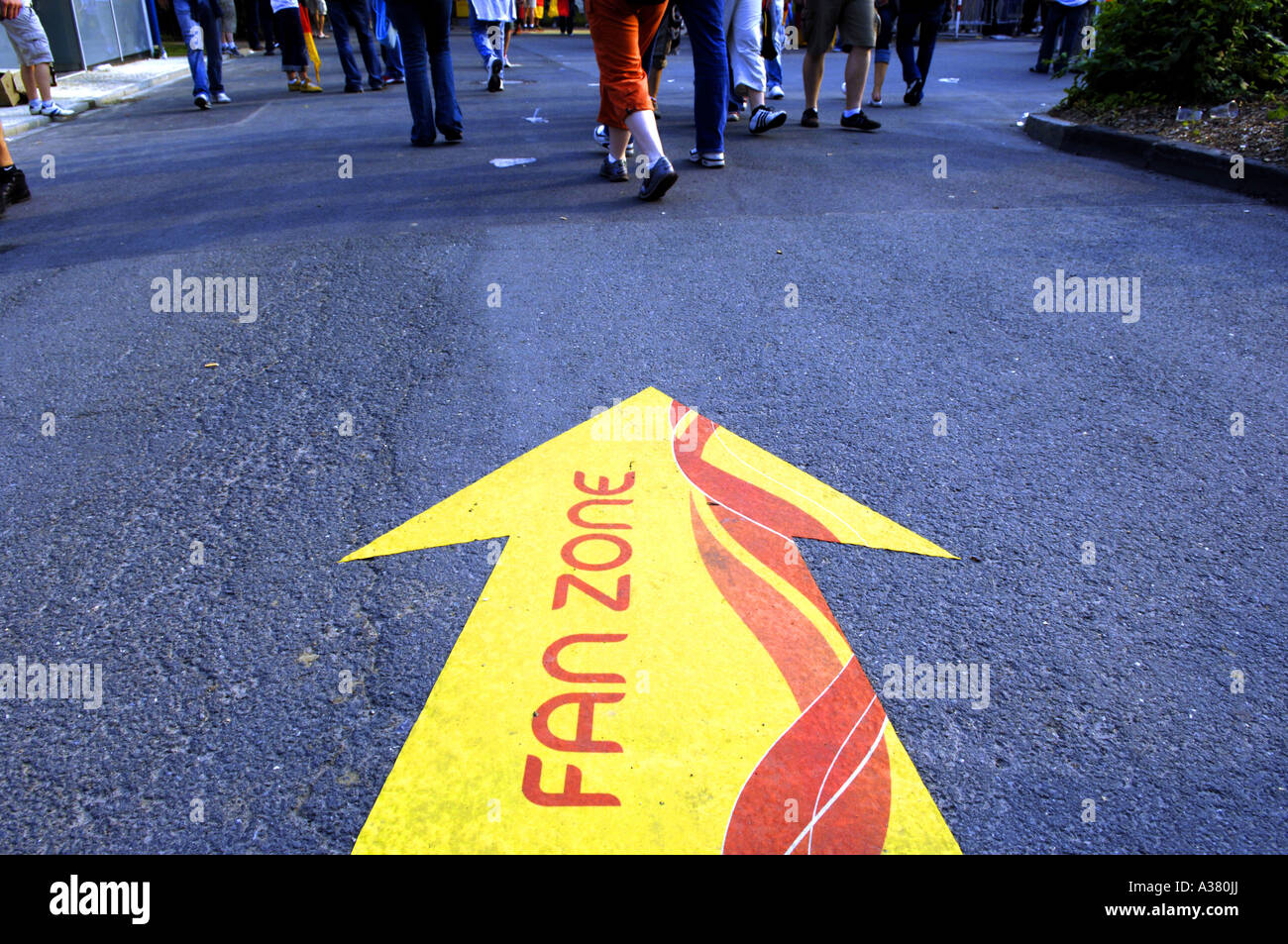 fanzone direction arrow yellow floor fans world cup 2006 busy german ...