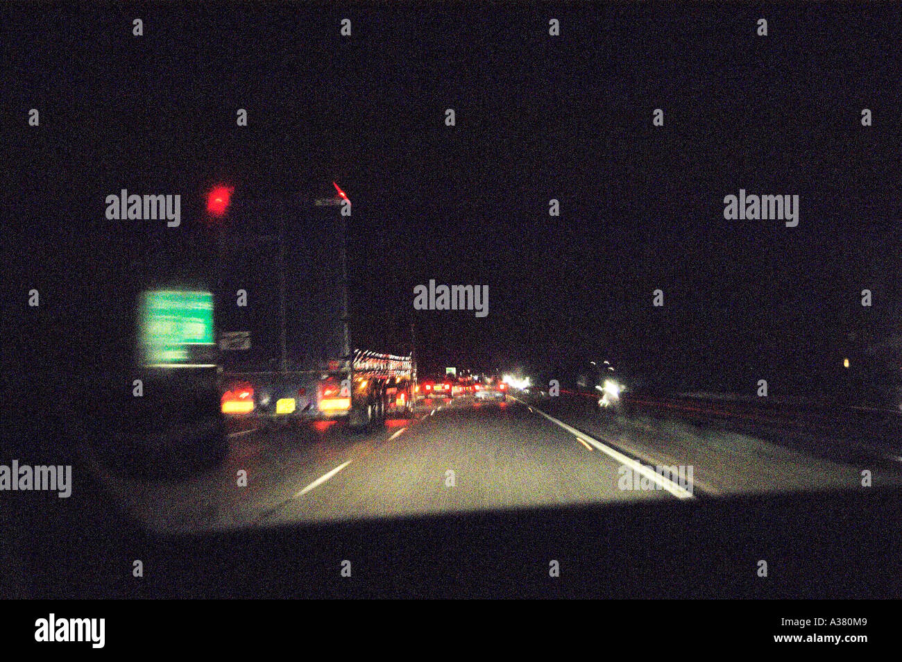 NIGHT DRIVING ON MOTORWAYS Stock Photo - Alamy