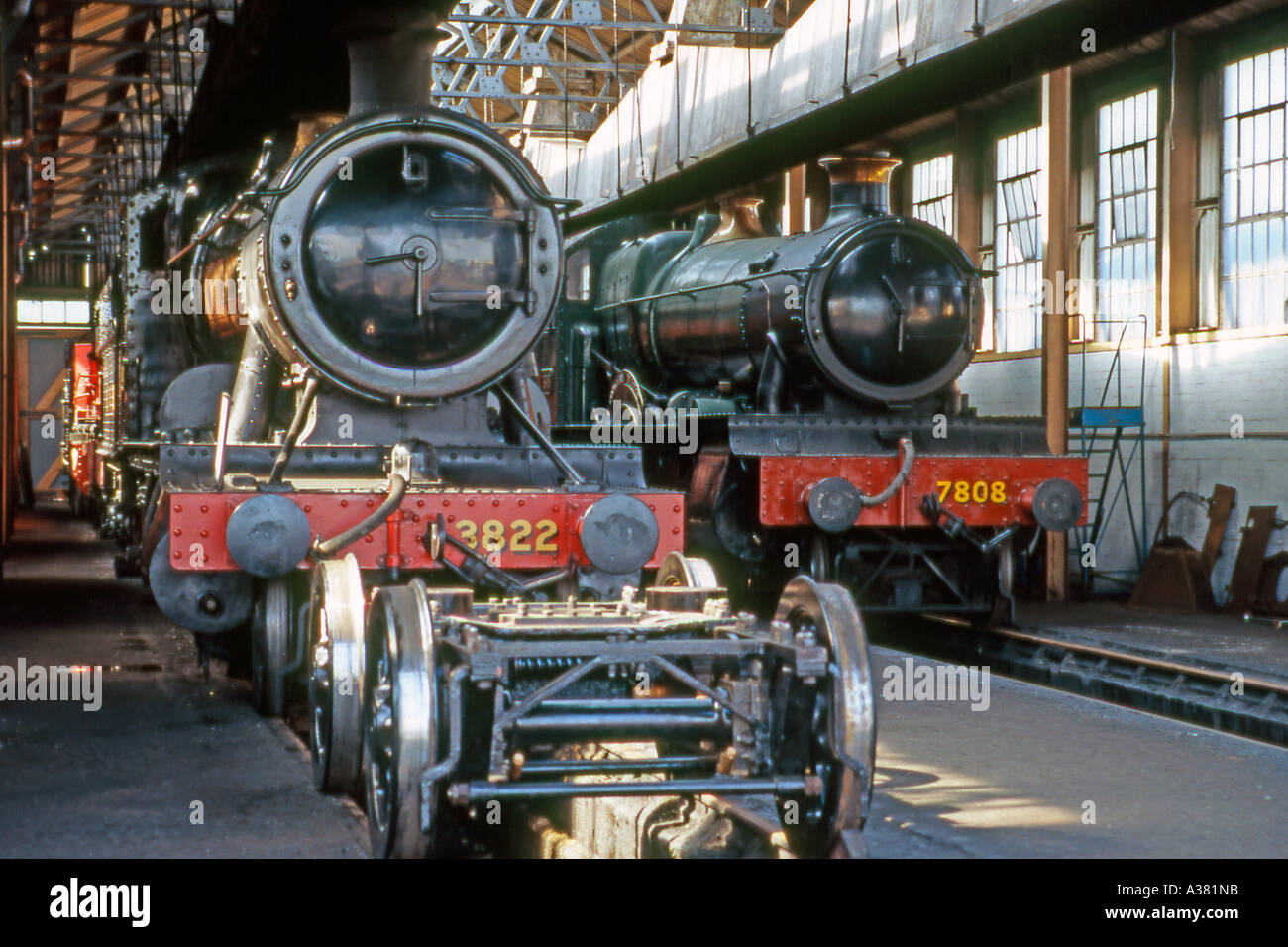 Preserved steam locomotives inside the former GWR running shed at ...
