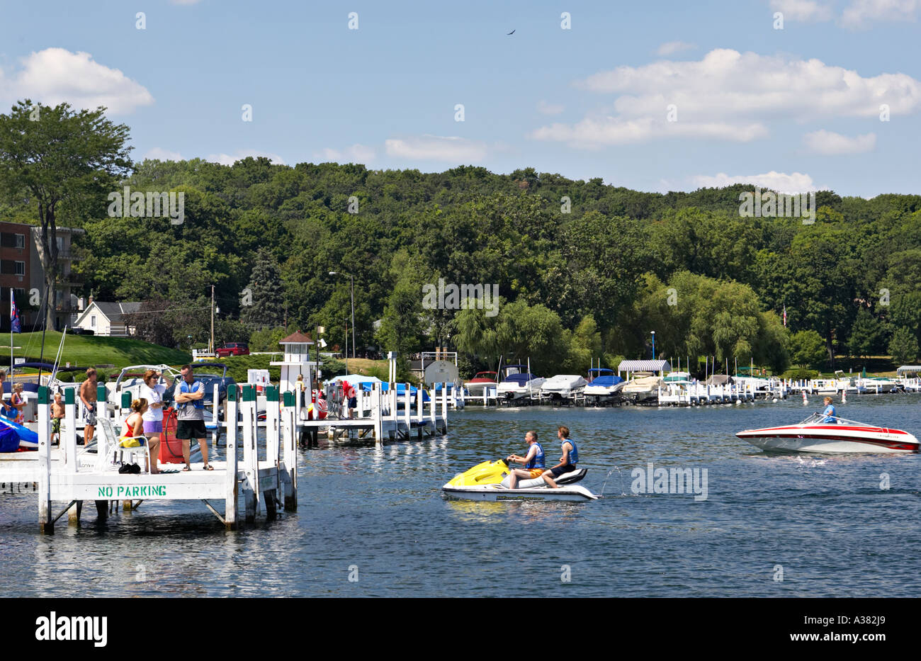 WISCONSIN Fontana Small town marina on Lake Geneva popular vacation ...