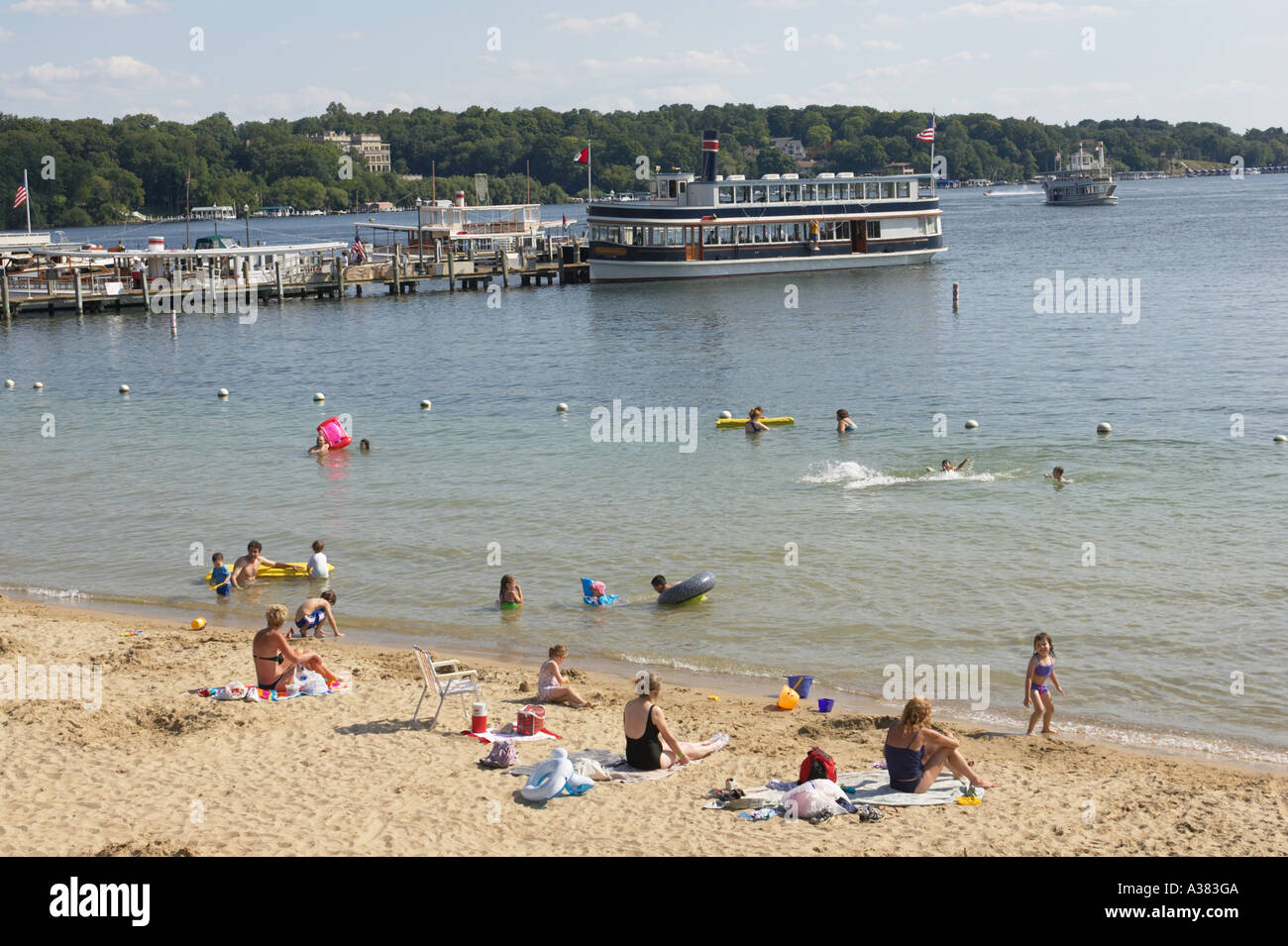 WISCONSIN Lake Geneva Beach and docks near Riviera popular vacation and ...