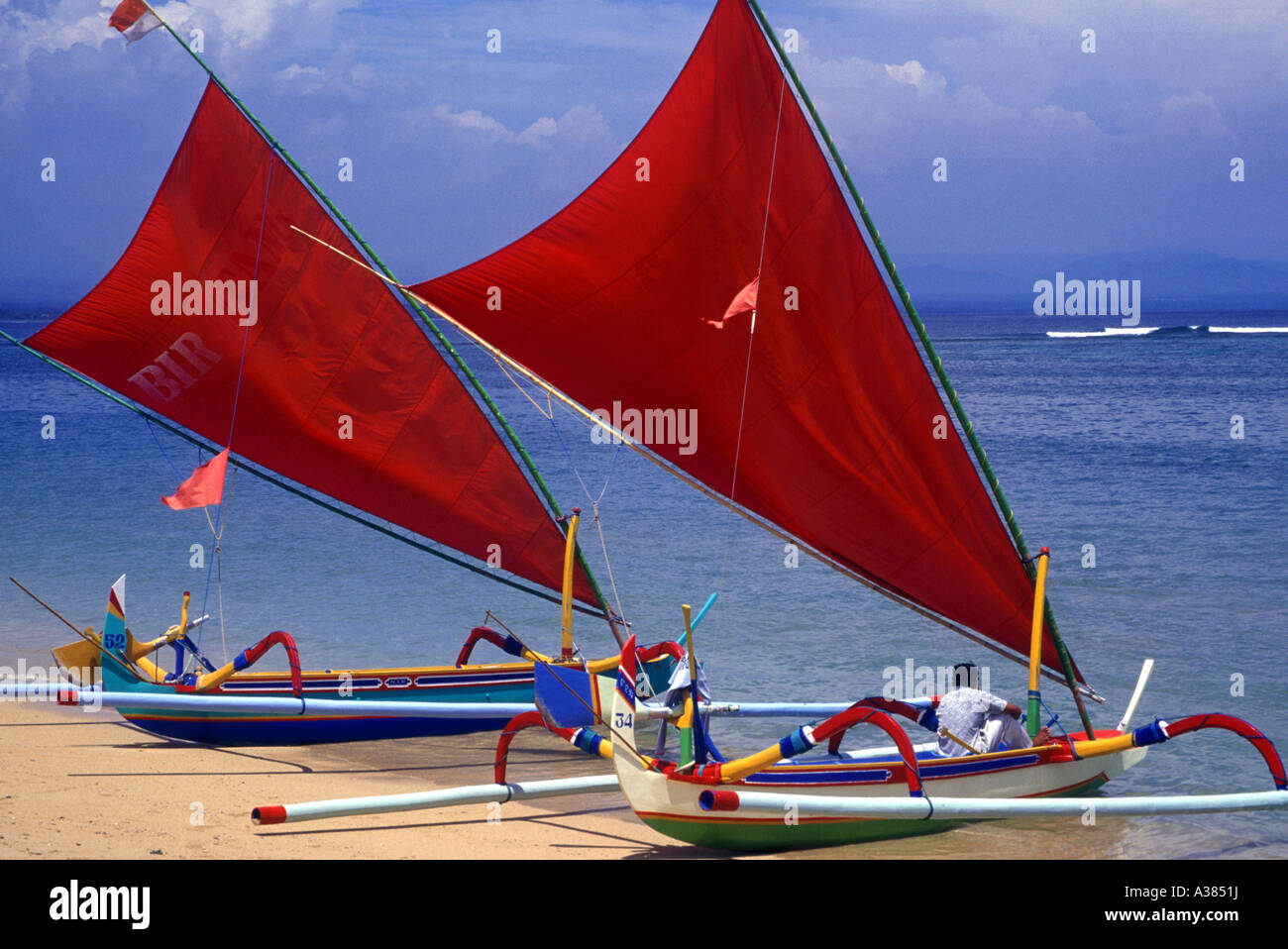 Indonesia, Bali, Sanur Beach, Unique sailing boats Stock Photo - Alamy